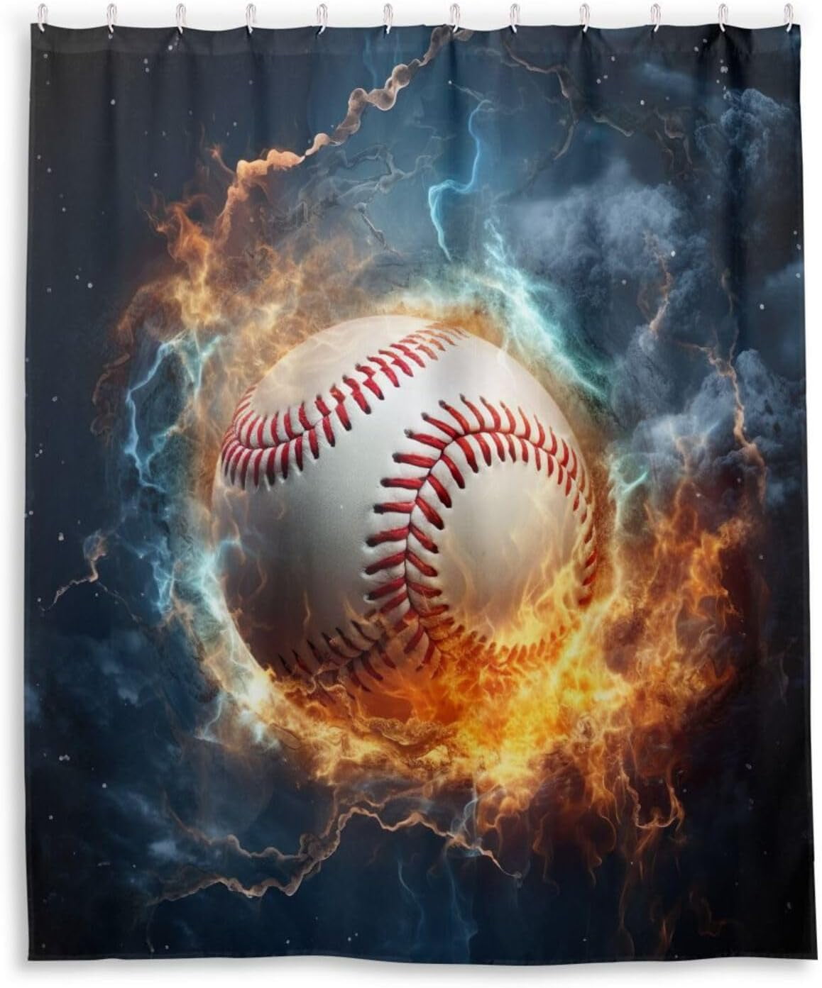 Coolnut Shower Curtain Ice Fire Baseball Bathroom Decor Watercolor ...