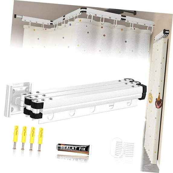 Coolnut Shower Curtain Rod, 69 Inches, , Metal, Wall Mounted, Metallic ...