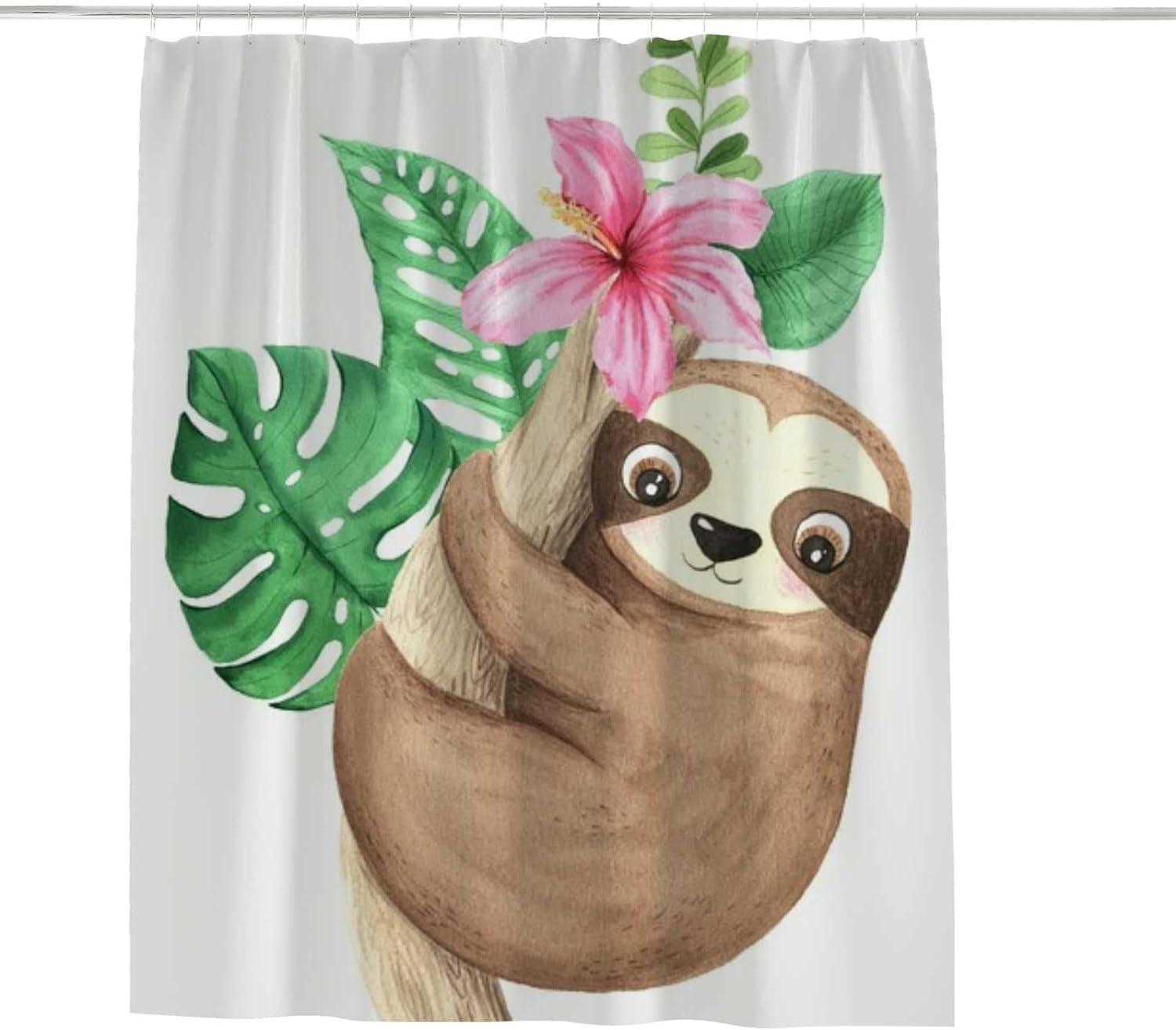 Coolnut Shower Curtain Set with Hooks Sloth Hanging On The Tree with ...