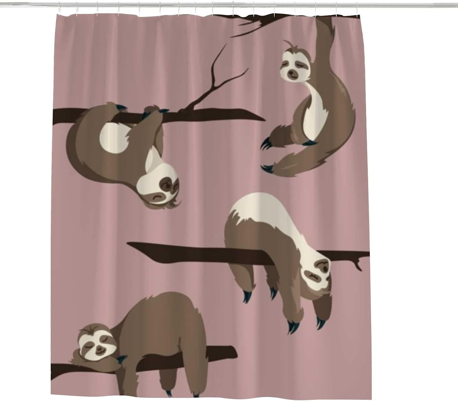 Coolnut Shower Curtain Set with Hooks Cartoon Sloths Polyester ...