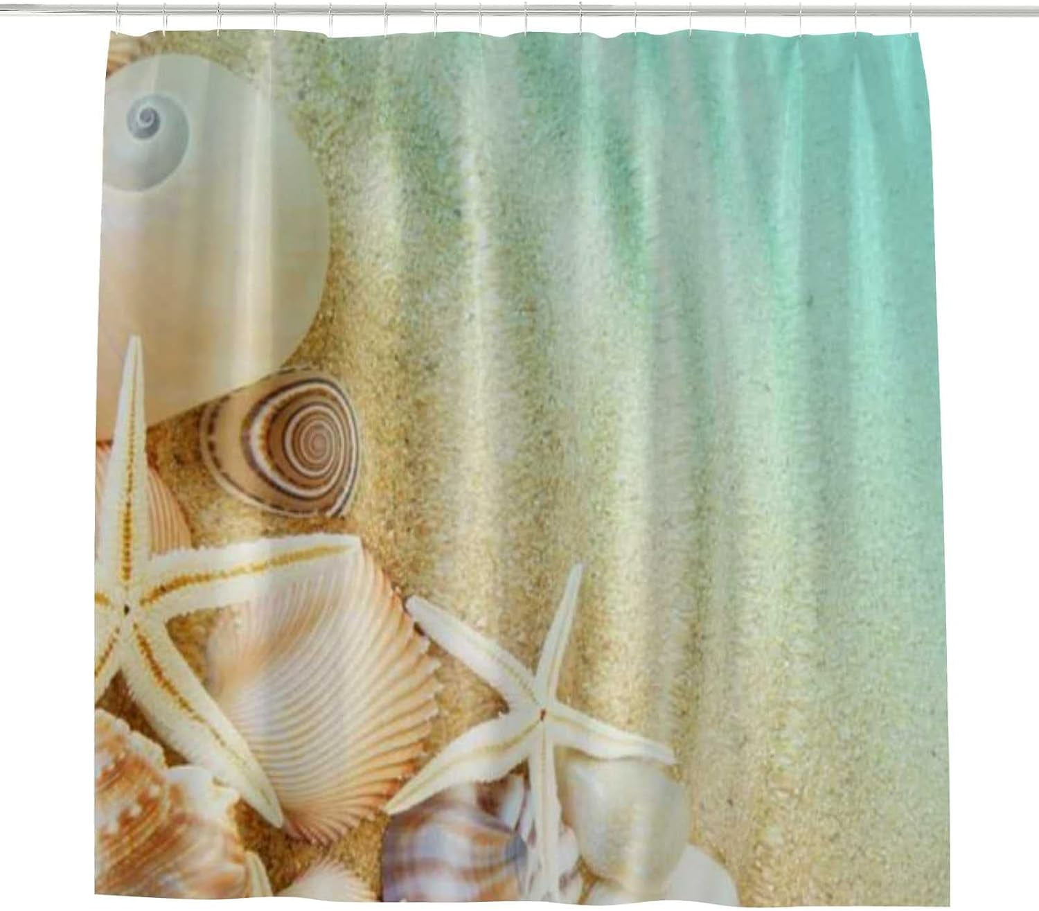 Coolnut Shower Curtain Set with Hooks Shells and Starfish On Beach ...