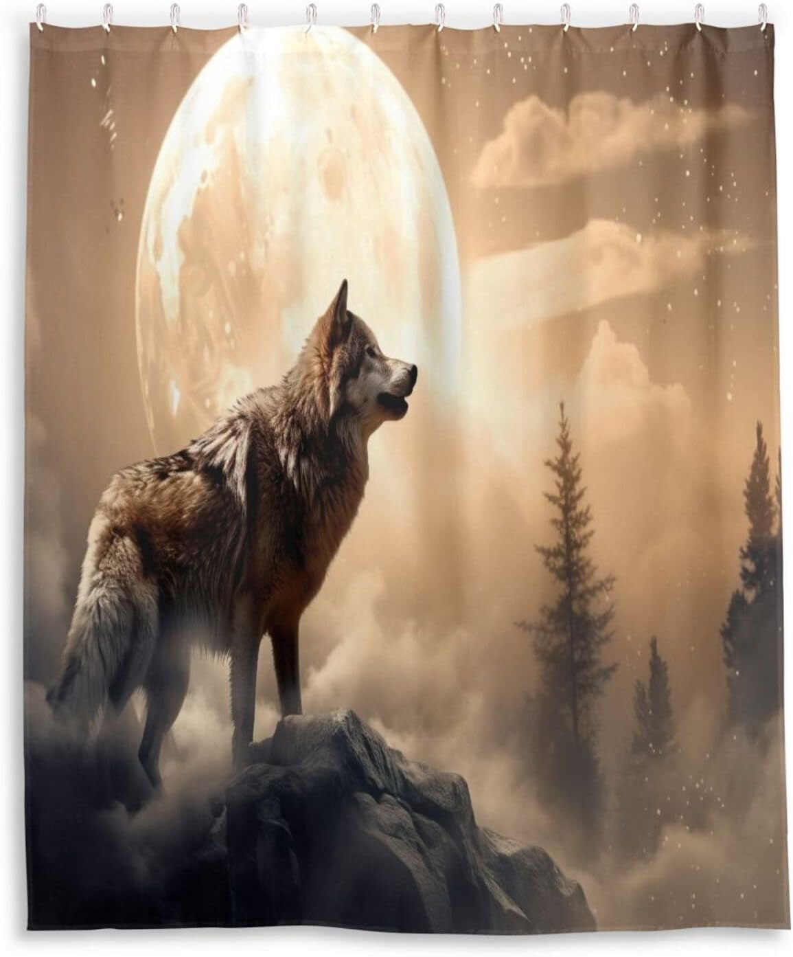 Coolnut Shower Curtain Wolf Bathroom Decor Watercolor Shower Curtain ...