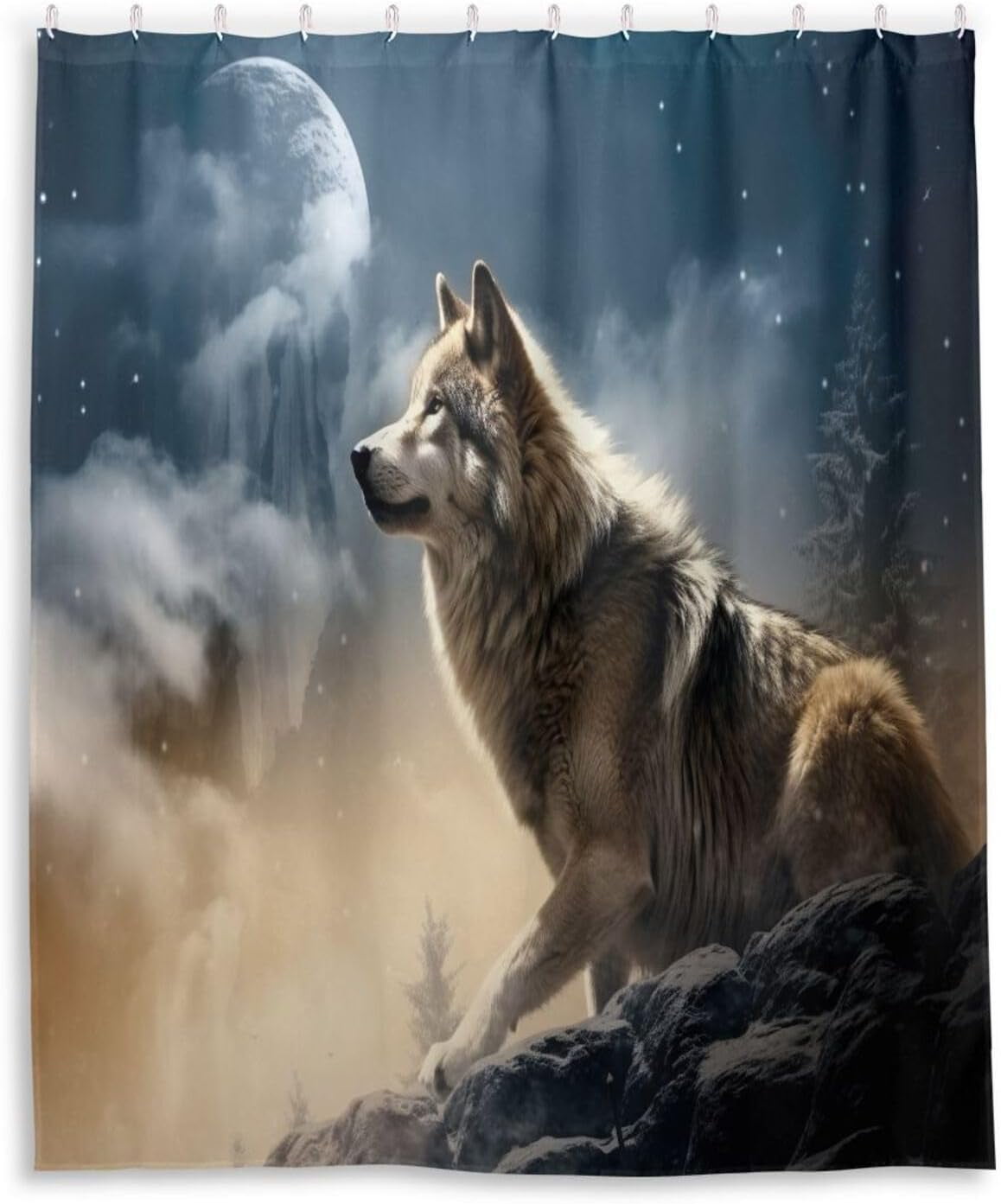 Coolnut Shower Curtain Wolf Bathroom Decor Watercolor Shower Curtain ...