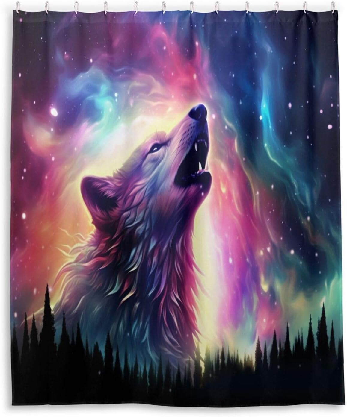 Coolnut Shower Curtain Wolf Bathroom Decor Watercolor Shower Curtain ...