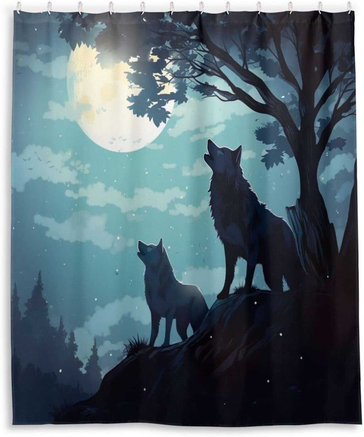 Coolnut Shower Curtain Wolf Bathroom Decor Watercolor Shower Curtain ...