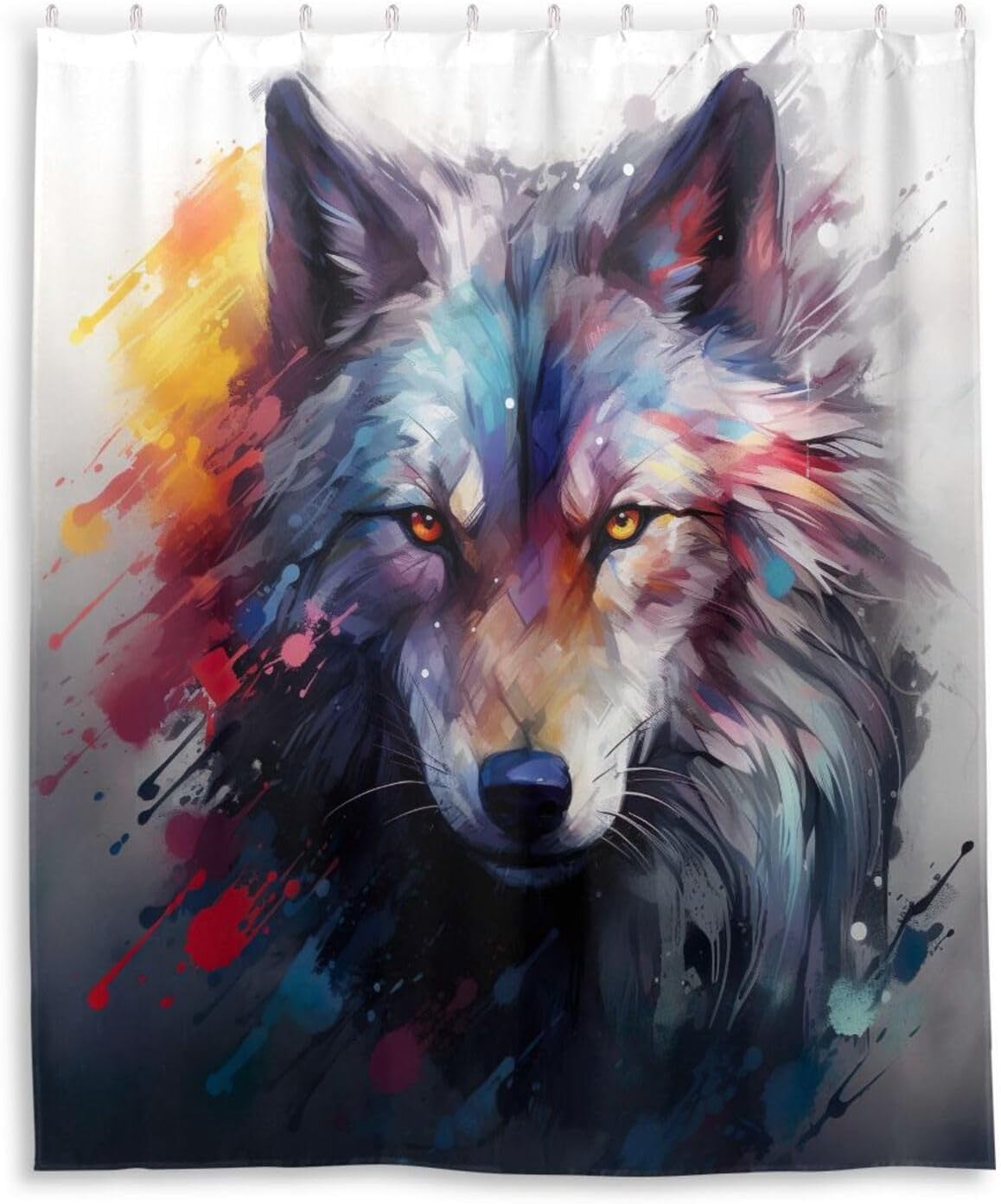 Coolnut Shower Curtain Wolf Bathroom Decor Watercolor Shower Curtain ...