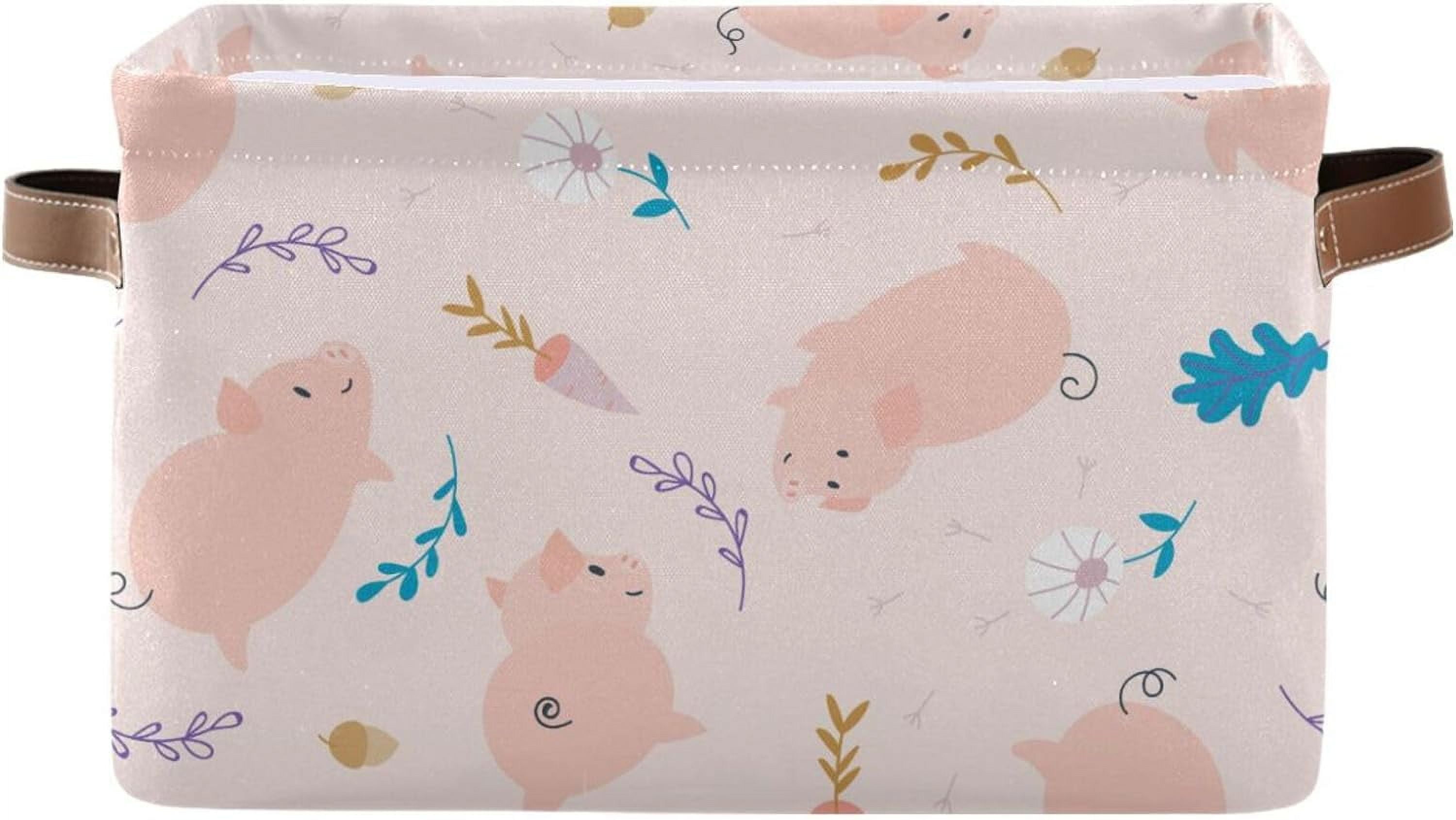 Coolnut Simple Pig Storage Basket, Durable Canvas Organizer With ...