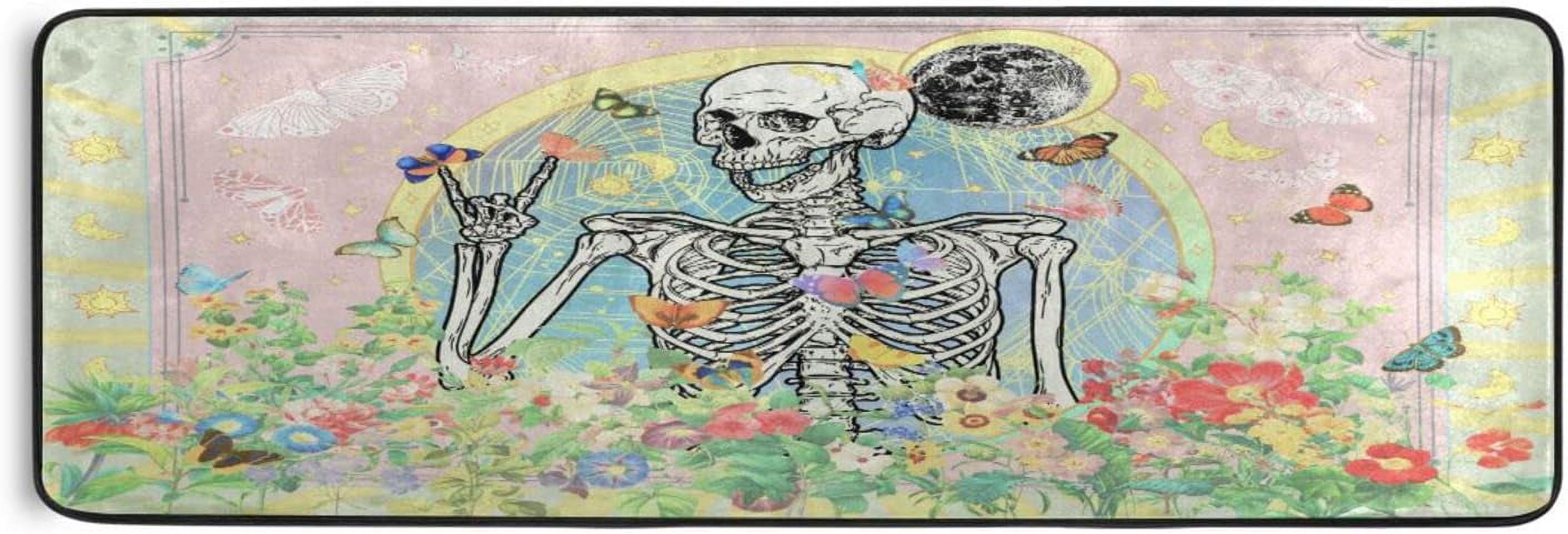 Coolnut Skeleton Flower Area Rug - 2' x 6' Washable Runner Rugs with ...