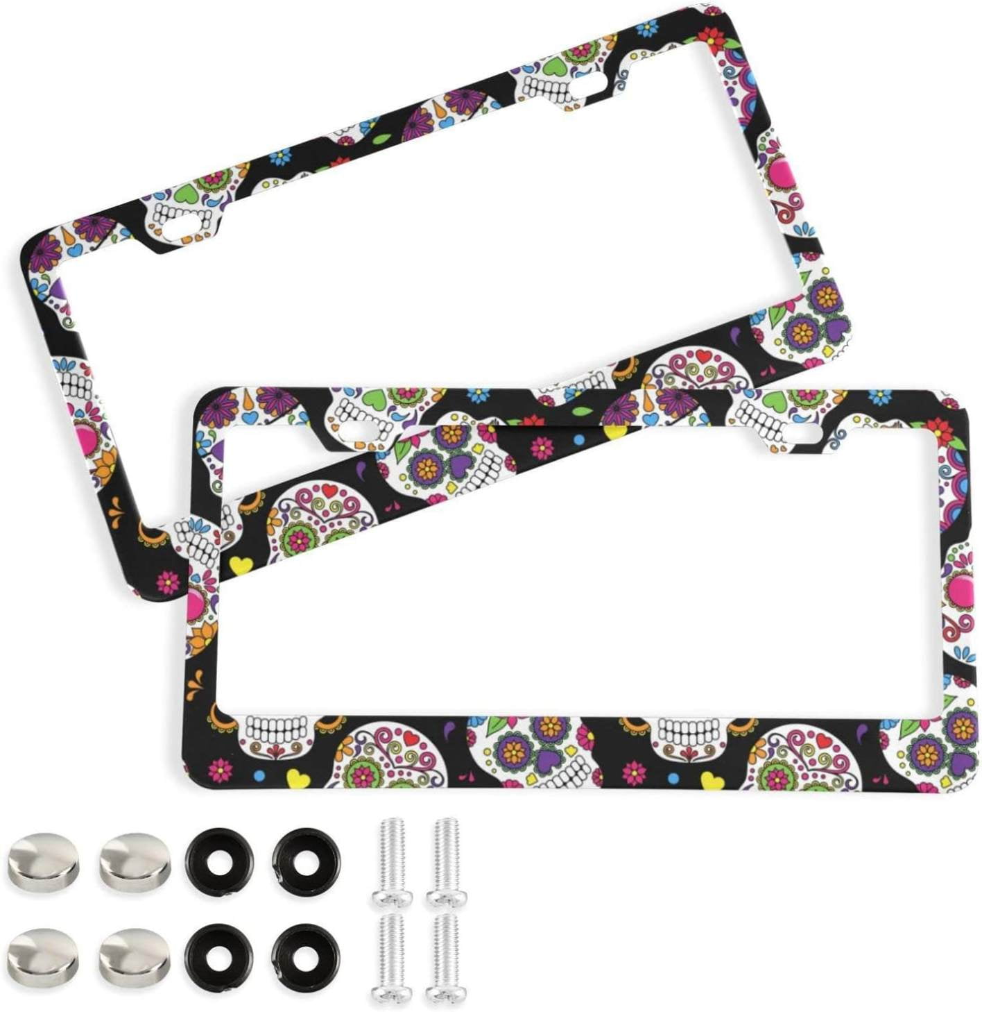 Coolnut Skull License Plate Frames 2 Pack, Waterproof Aluminum Alloy ...