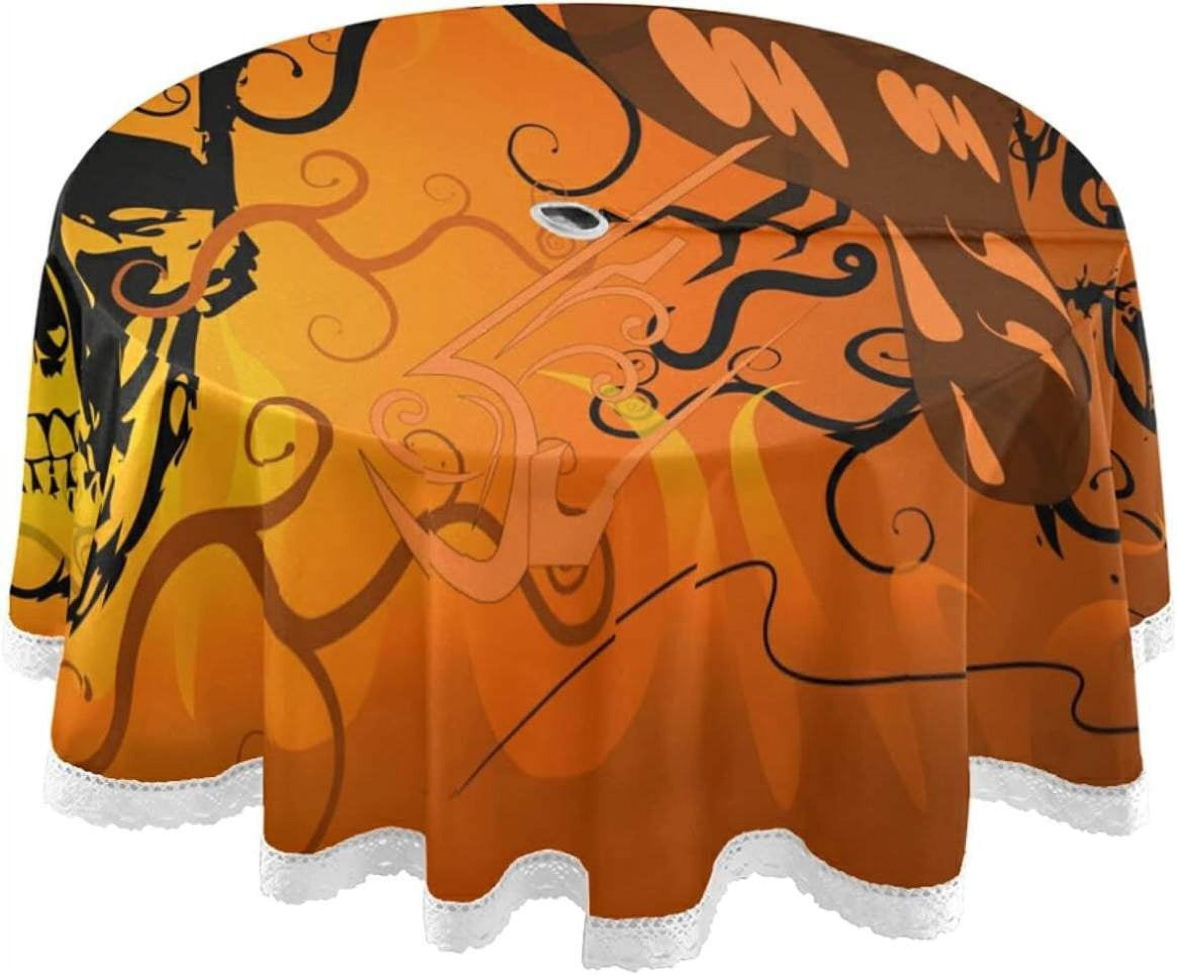 Coolnut Skulls Art and Fire Danger Rock Style Round Tablecloth 60 ...