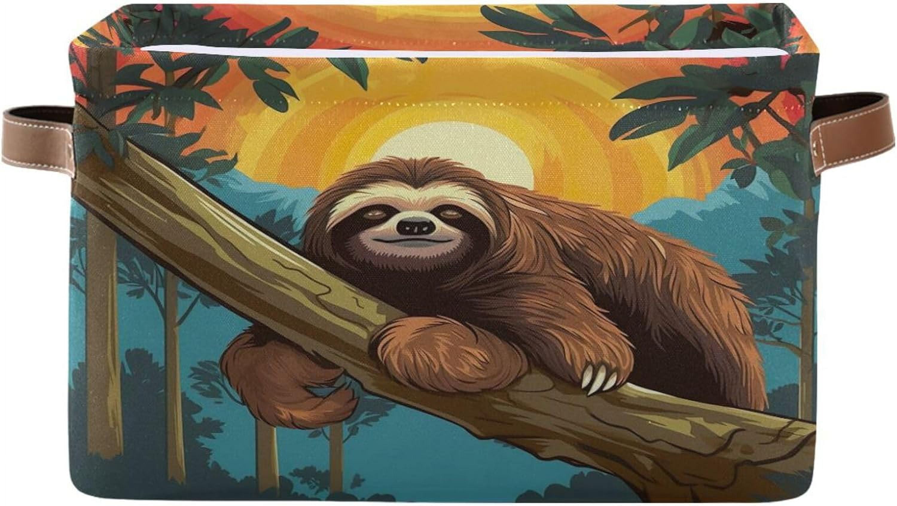 Coolnut Sleeping Sloth Foldable Storage Basket for Shelves, Collapsible ...