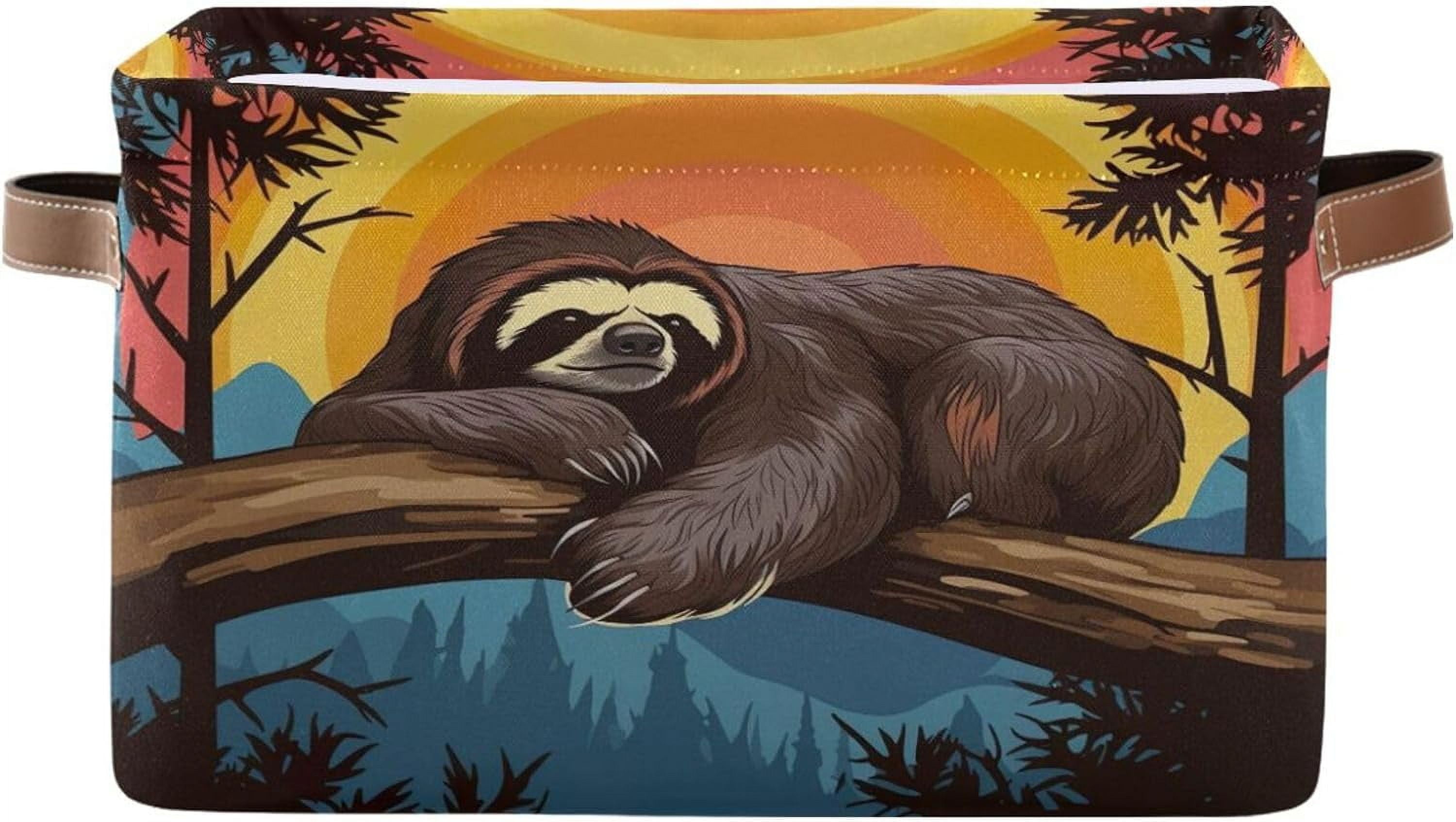 Coolnut Sleeping Sloth Foldable Storage Basket for Shelves, Collapsible ...