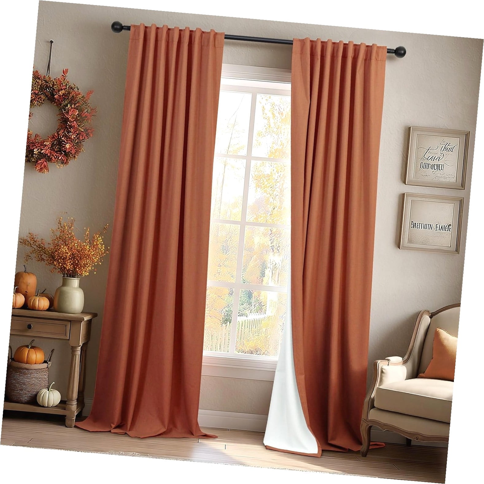 Coolnut Sliding Doors Curtains 108 Inches Long 2 Panel Linen Textured ...