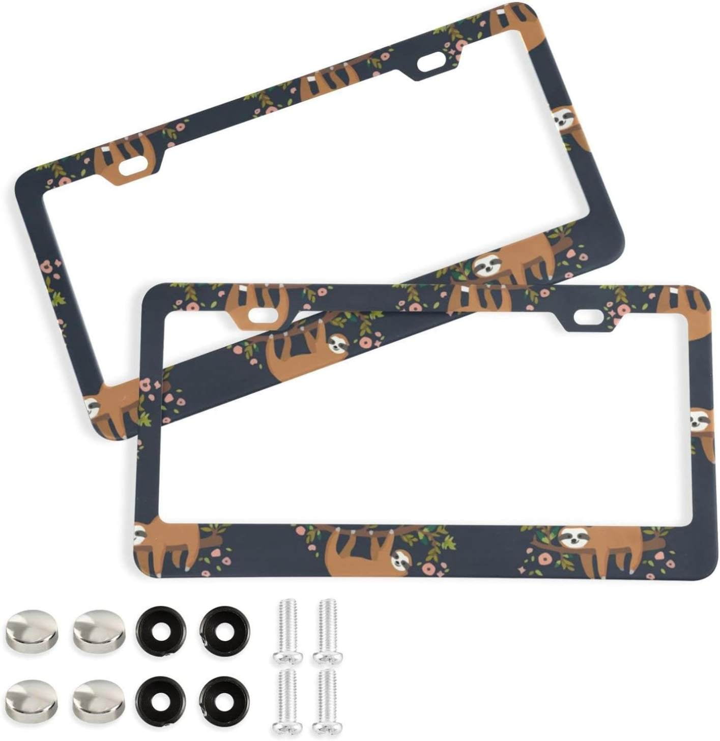 Coolnut Sloth License Plate Frames 2pcs, Aluminum Universal Car License ...