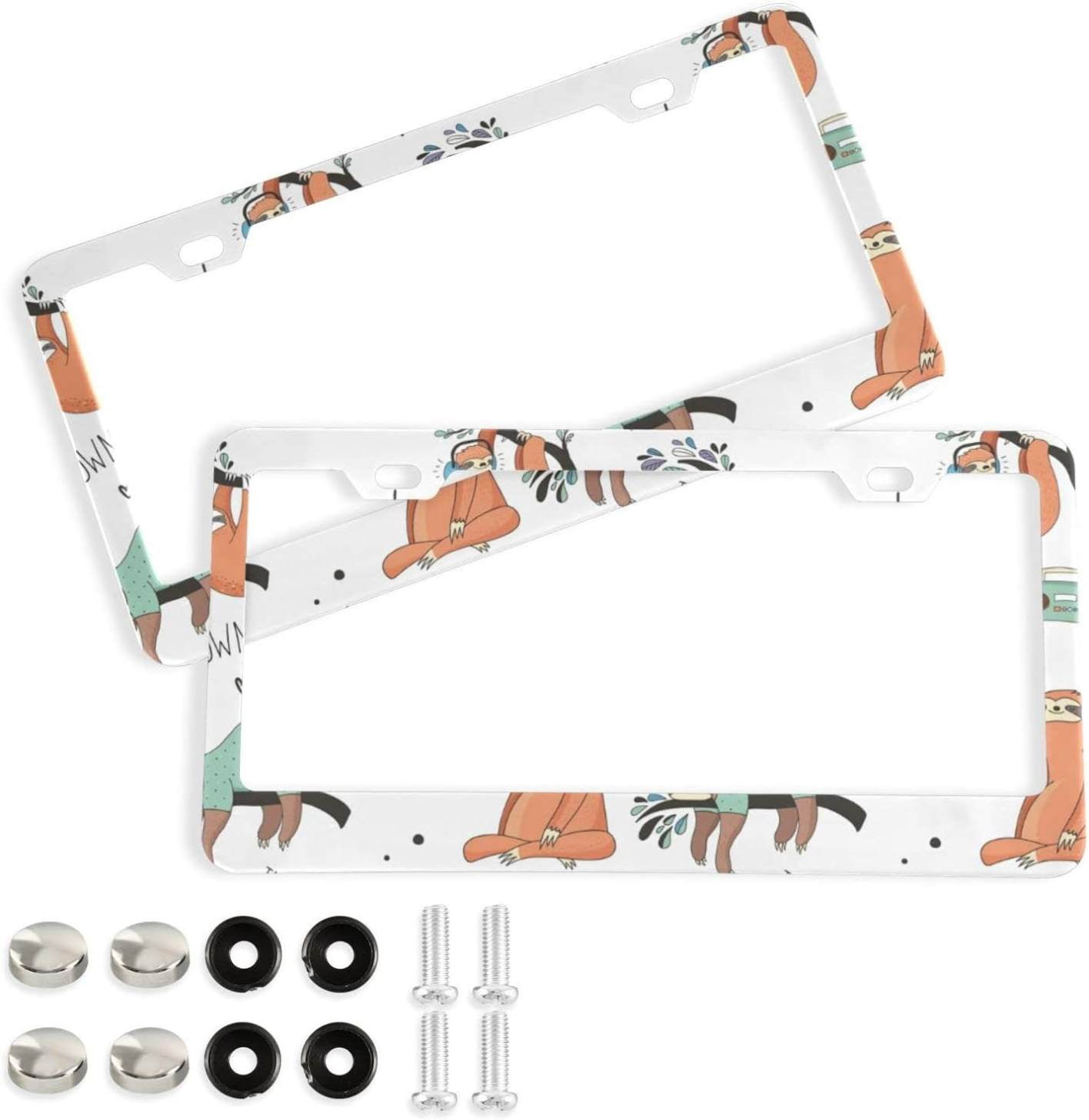 Coolnut Sloth License Plate Frames 2pcs, Aluminum Universal Car License ...