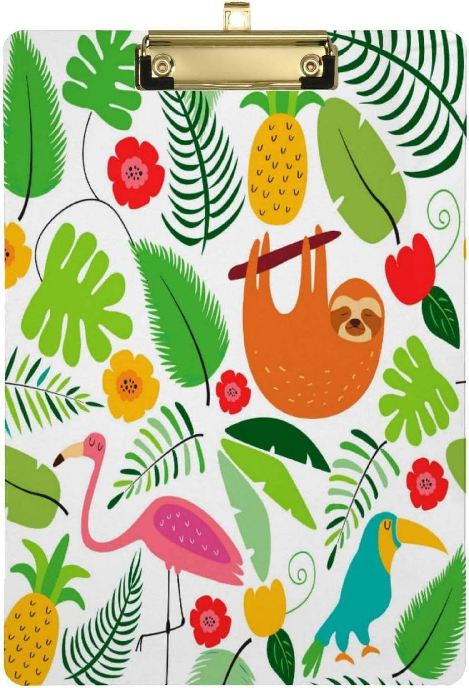 Coolnut Sloth Pineapple Flamingo Acrylic Clipboard with Low Profile ...