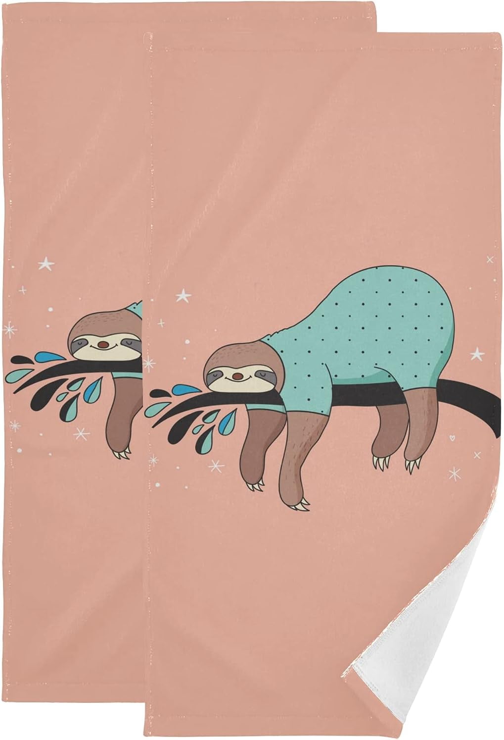 Coolnut Sloth Soft Hand Towels, 2 PcsAbsorbent Bath Towel Decorative ...