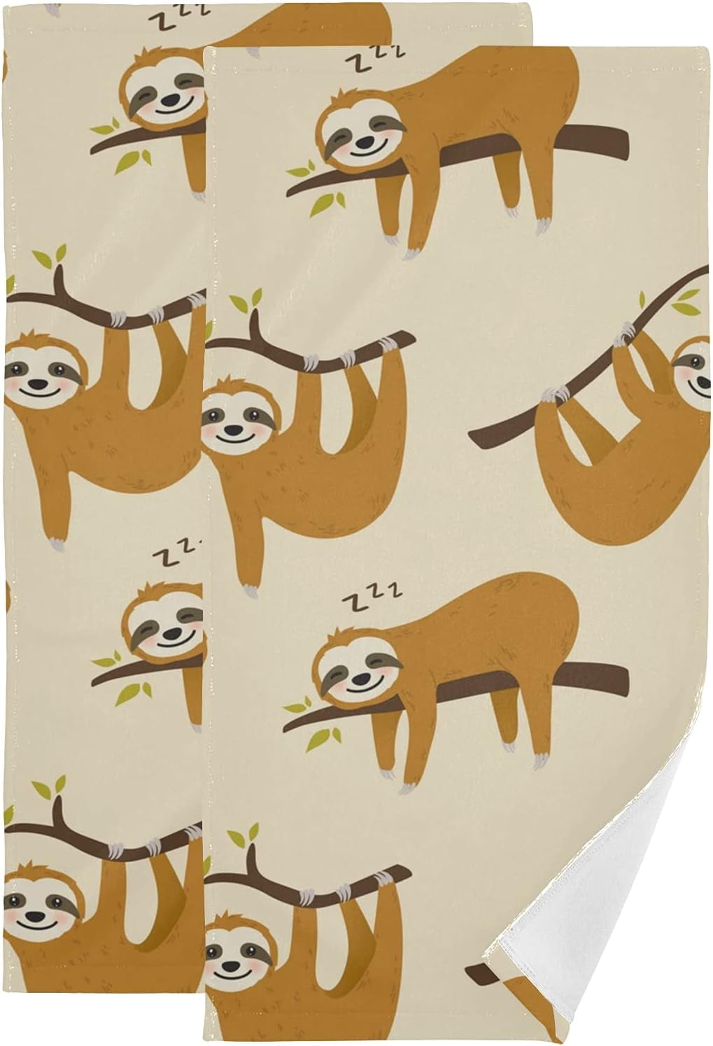 Coolnut Sloth Soft Hand Towels, 2 PcsAbsorbent Bath Towel Decorative ...