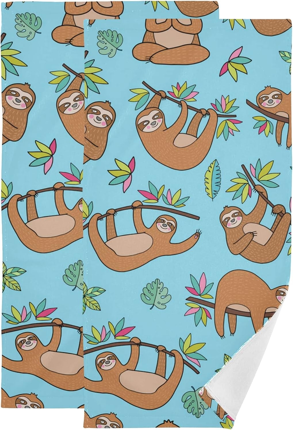 Coolnut Sloth Soft Hand Towels, 2 PcsAbsorbent Bath Towel Decorative ...