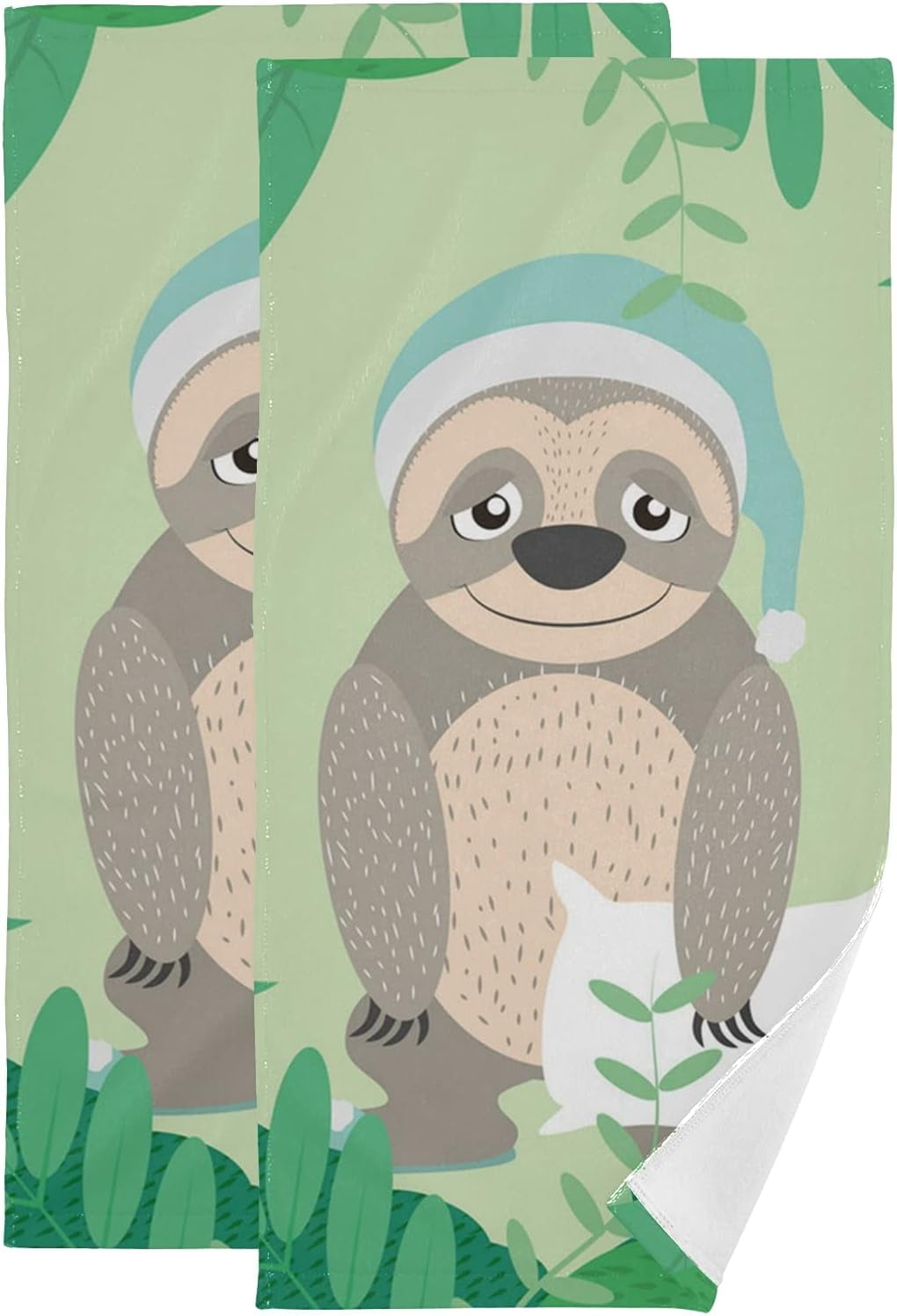 Coolnut Sloth Soft Hand Towels, 2 PcsAbsorbent Bath Towel Decorative ...