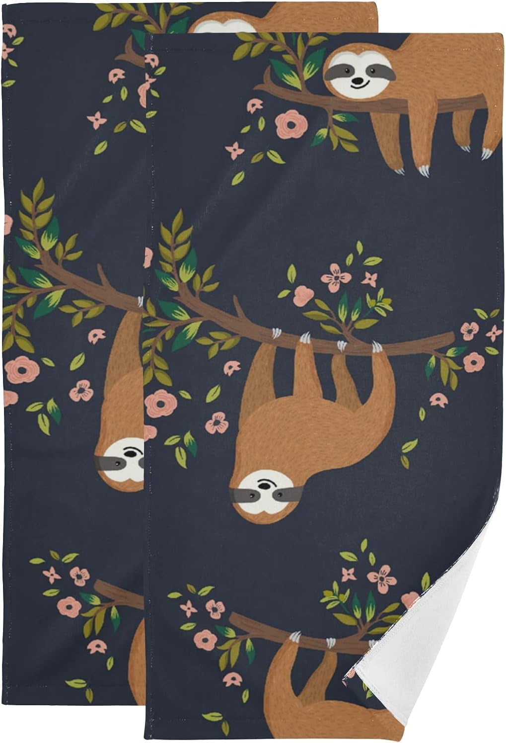 Coolnut Sloth Soft Hand Towels, 2 PcsAbsorbent Bath Towel Decorative ...