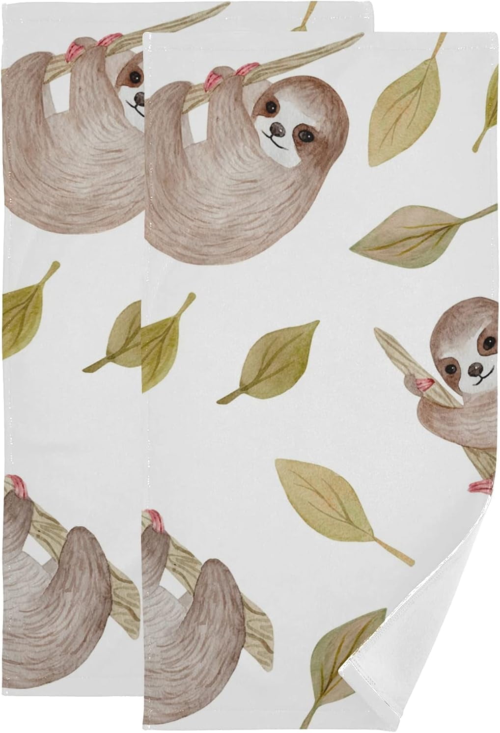 Coolnut Sloth Soft Hand Towels, 2 PcsAbsorbent Bath Towel Decorative ...