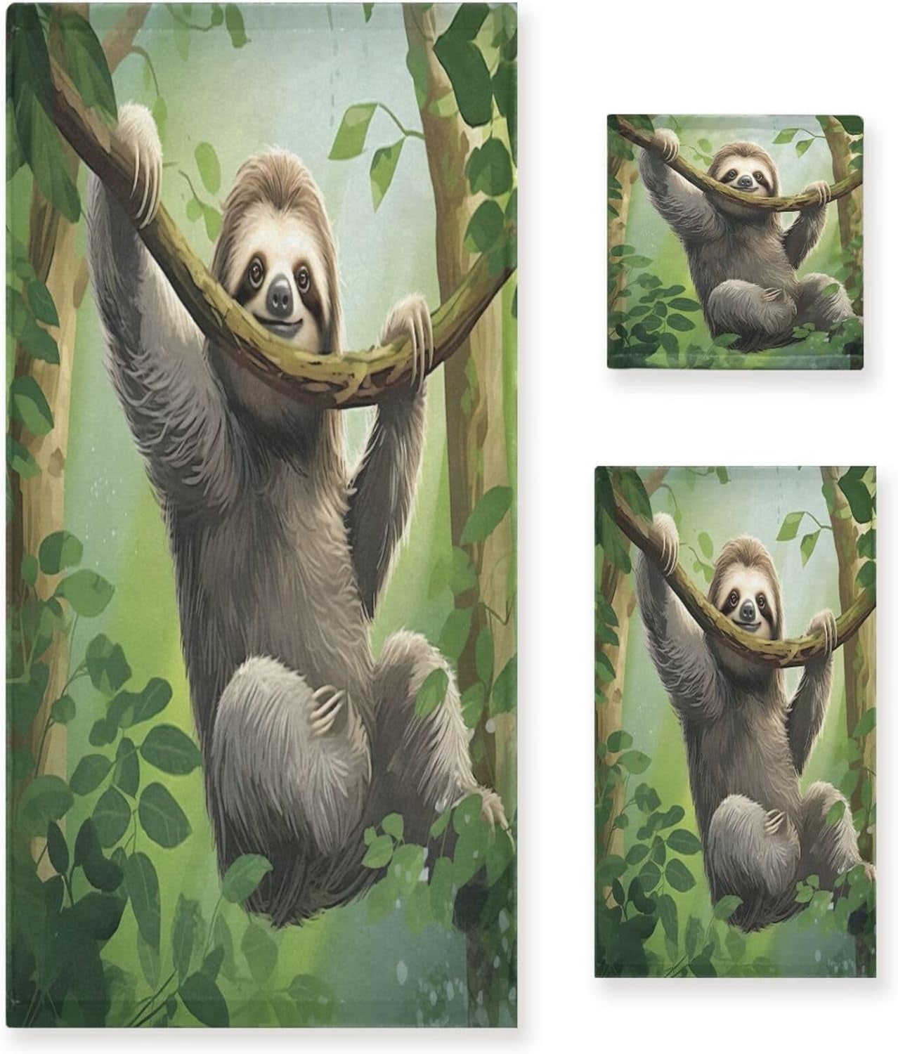 Coolnut Sloth in Jungle Bath Towels Absorbent Bath Towels Set Soft ...