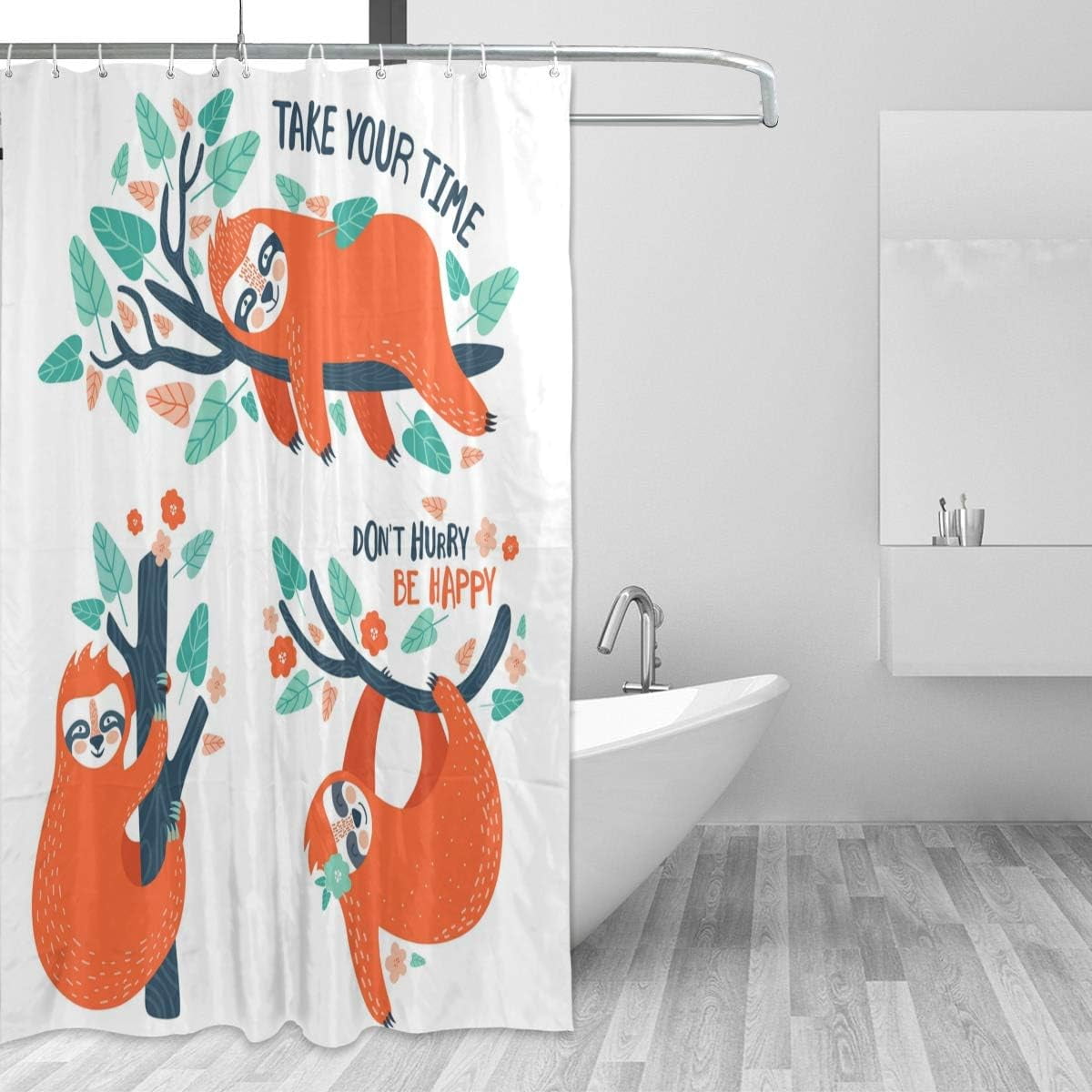 Coolnut Sloths in Different Postures Bath Shower Curtain Liners 72x72in ...