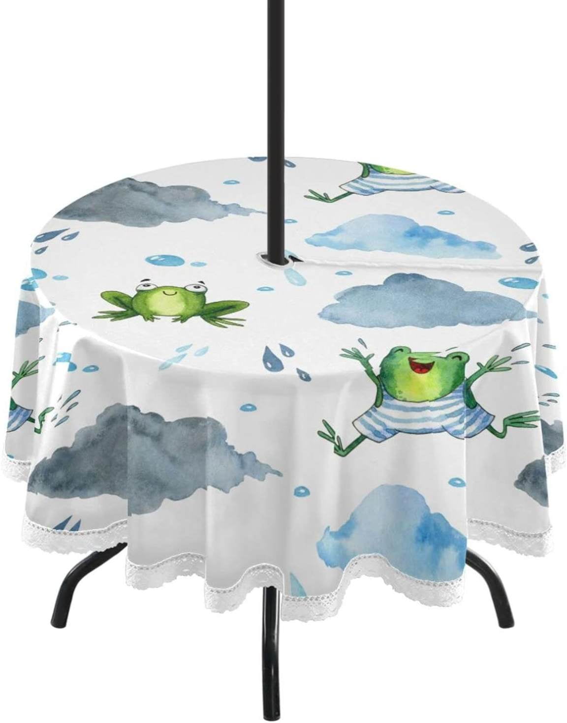 Coolnut Small Frogs 60" Round Tablecloth with Zipper Umbrella Hole ...