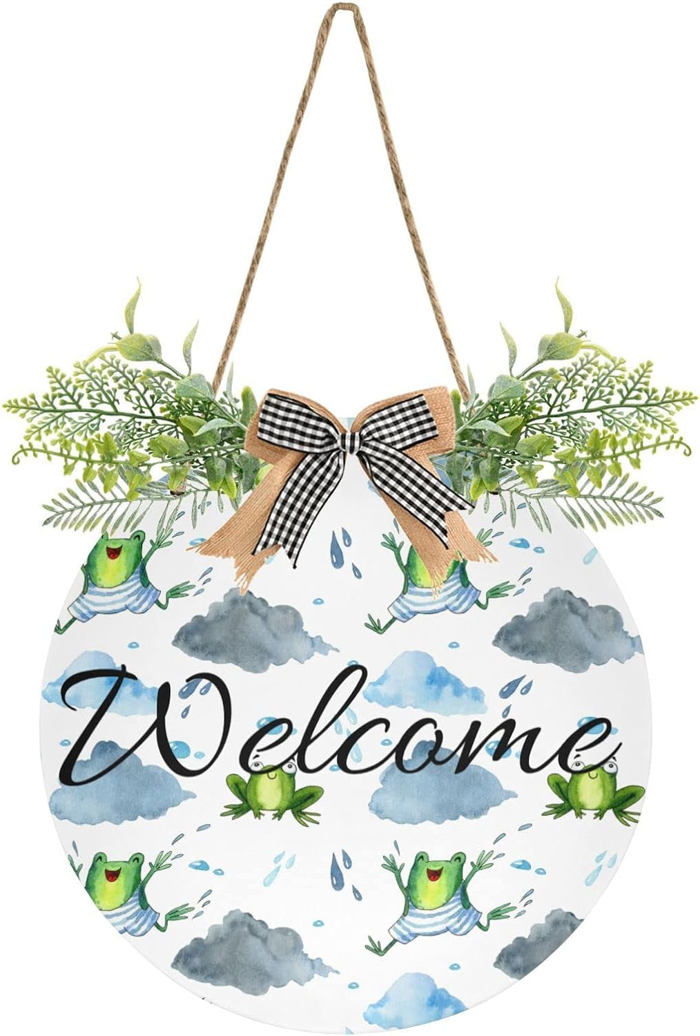 Coolnut Small Frogs Welcome Sign for Front Door, Round Sign Hanging ...