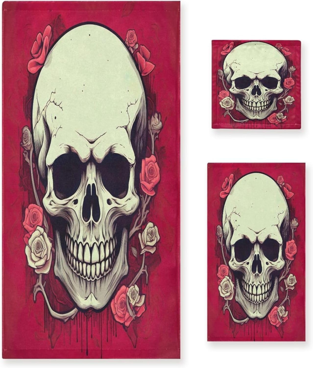 Coolnut Smiling Skull Bath Towels Absorbent Bath Towels Set Soft Towel ...