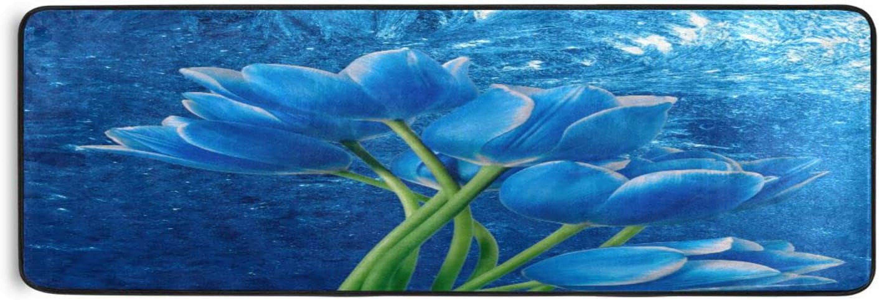 Coolnut Snowdrops Frost Area Rug - 2' x 6' Washable Runner Rugs with ...