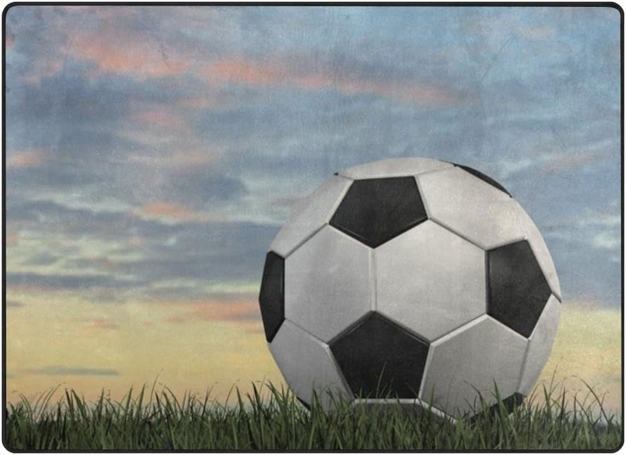 Coolnut Soccer Ball On Grass Area Rug Pad, 63 x 48 inch 100% Light ...