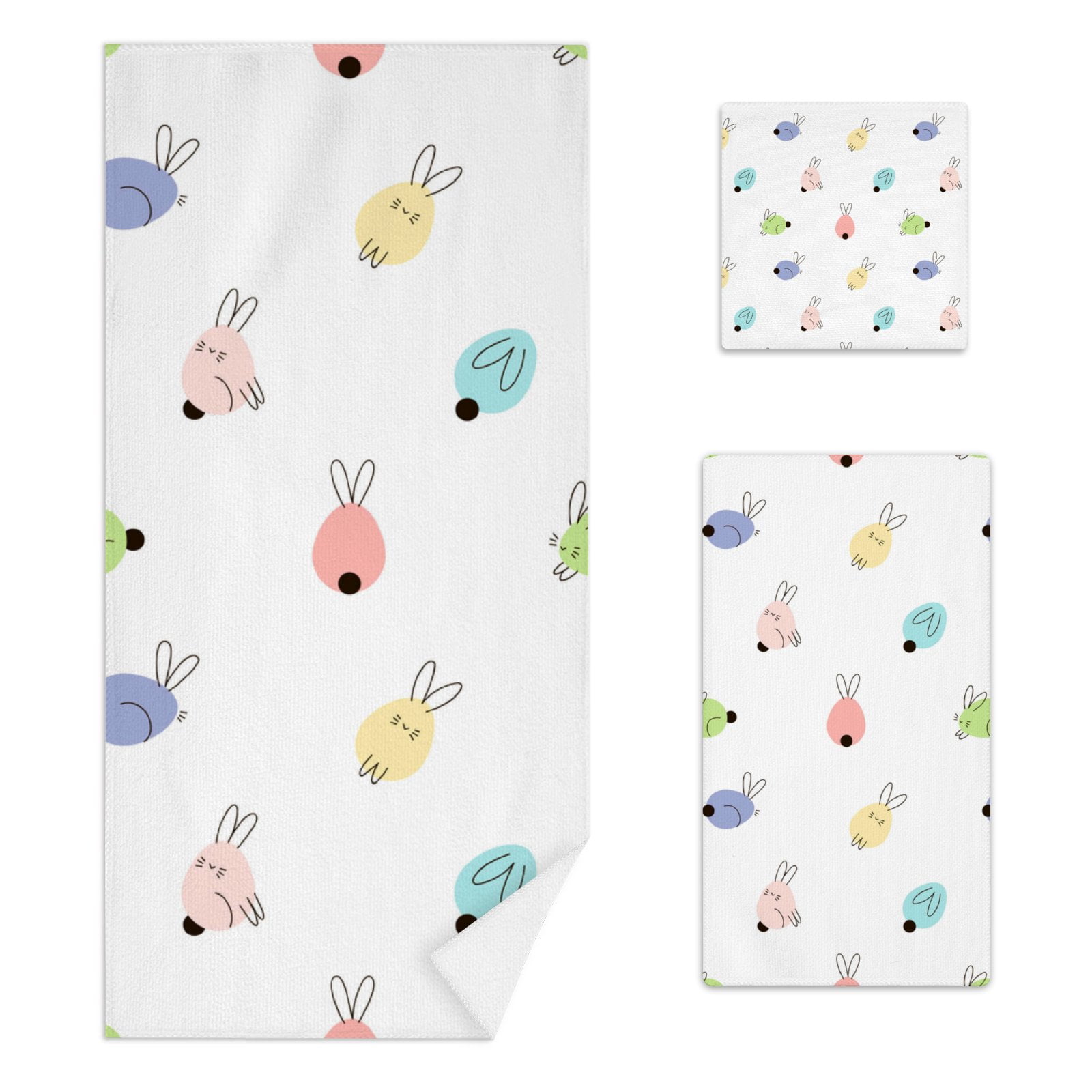 Coolnut Soft Bathroom Towel Set of 3, Easter Bunny Pattern Include ...