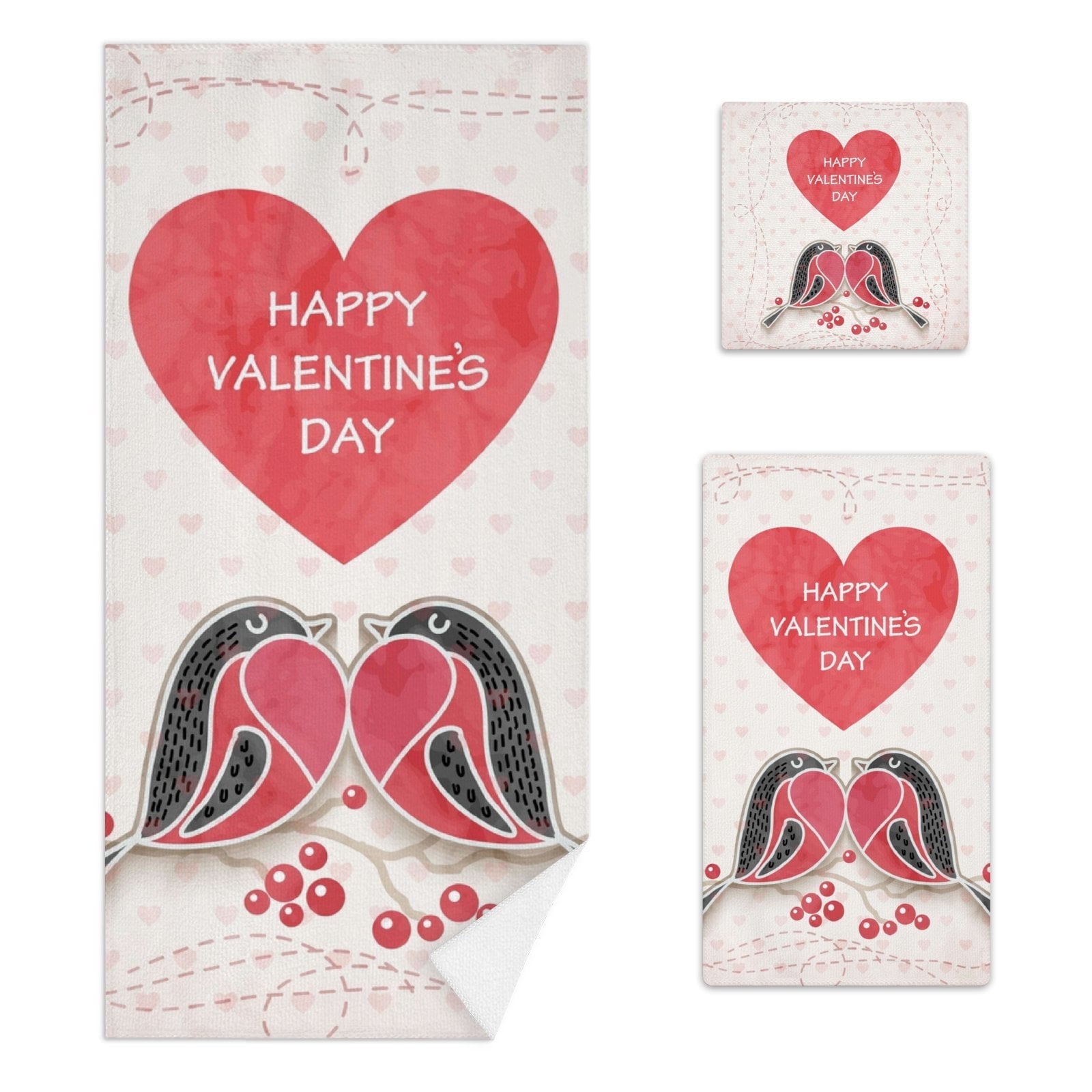 Coolnut Soft Bathroom Towel Set of 3, Bird Love Card Invitation Ca ...