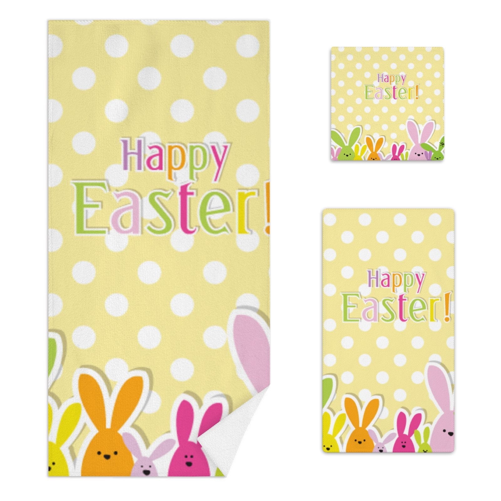 Coolnut Soft Bathroom Towel Set of 3, Easter Bunny Easter Card With ...
