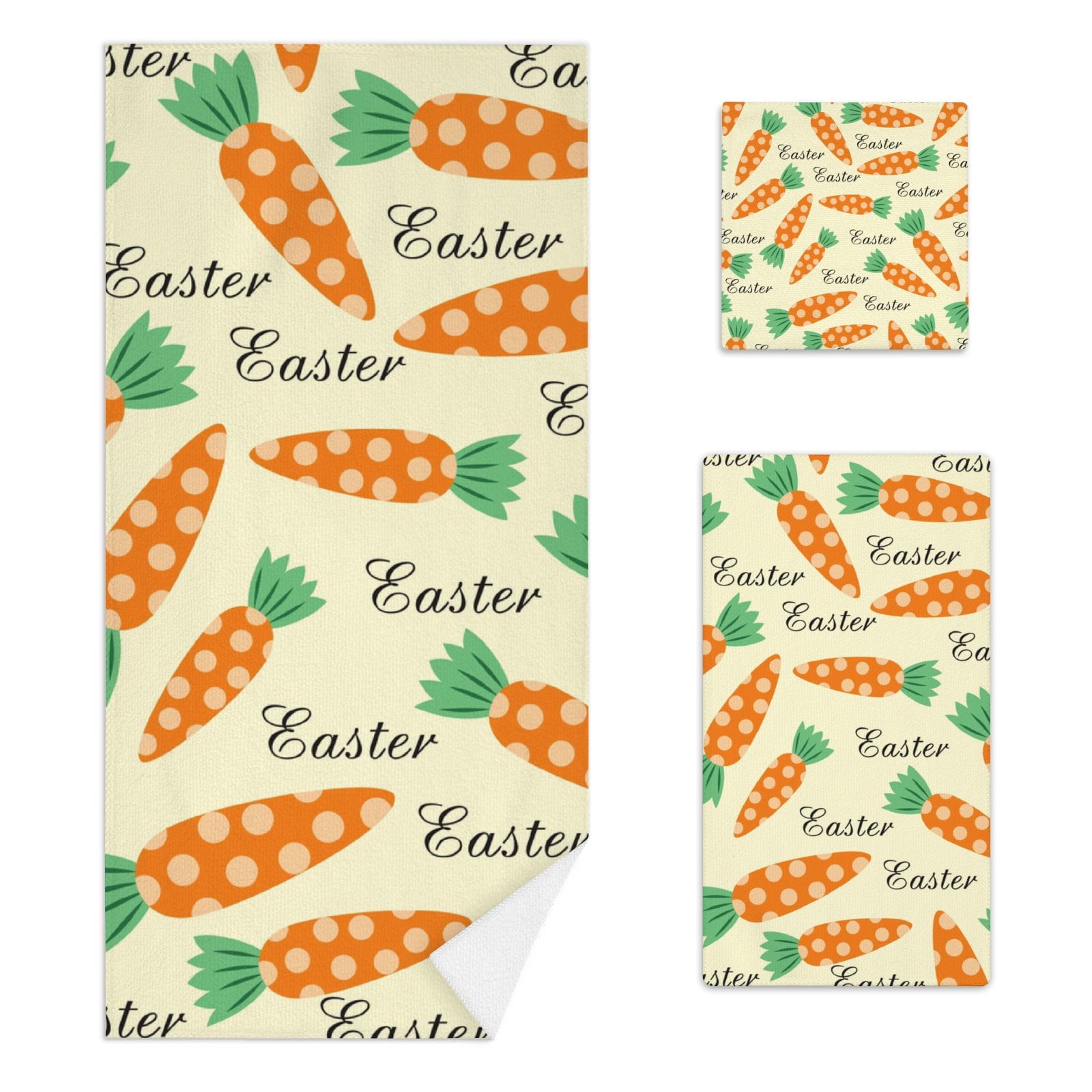 Coolnut Soft Bathroom Towel Set of 3, Easter Carrots Pattern For Eas ...