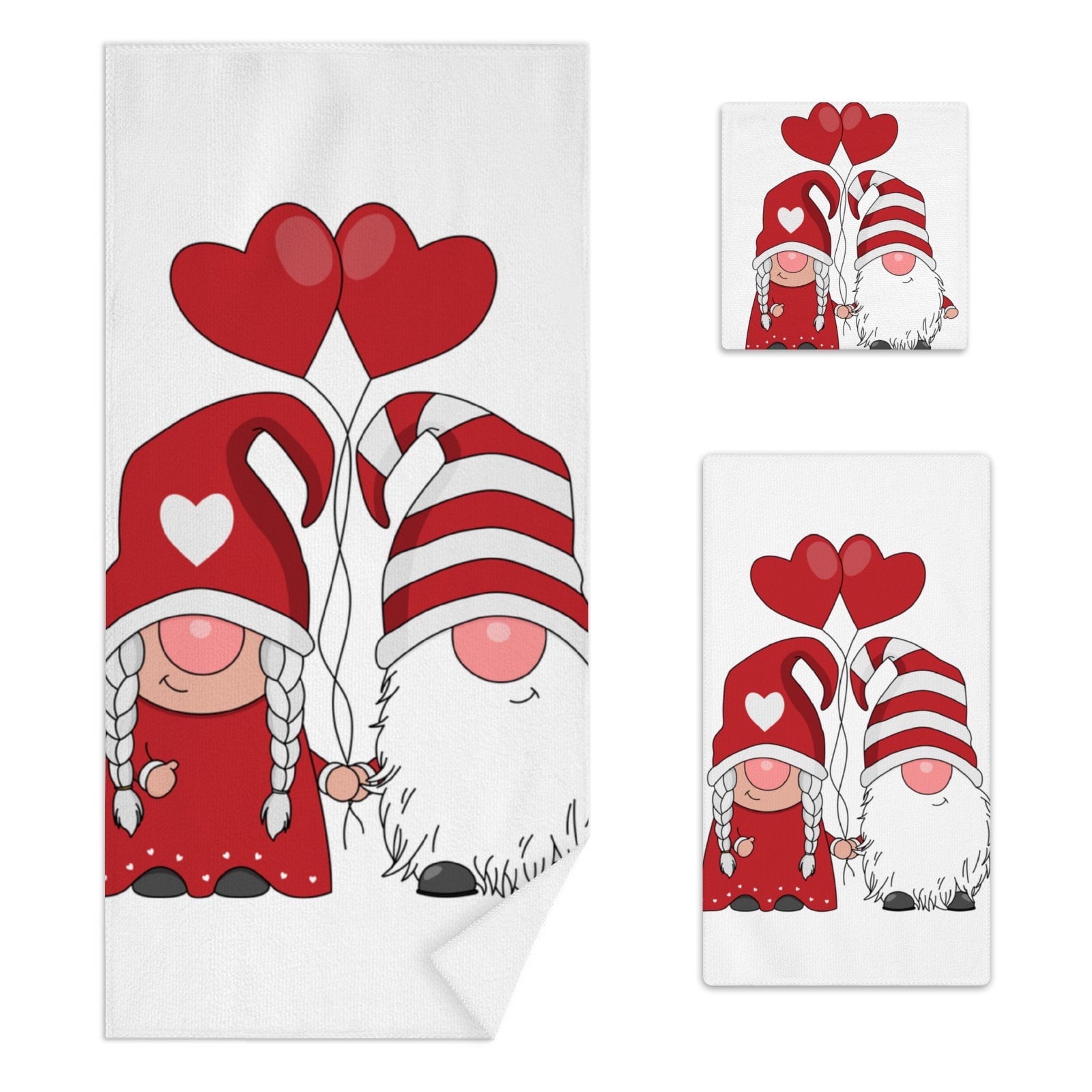 Coolnut Soft Bathroom Towel Set of 3, Love Card Couple Of Gnomes H ...