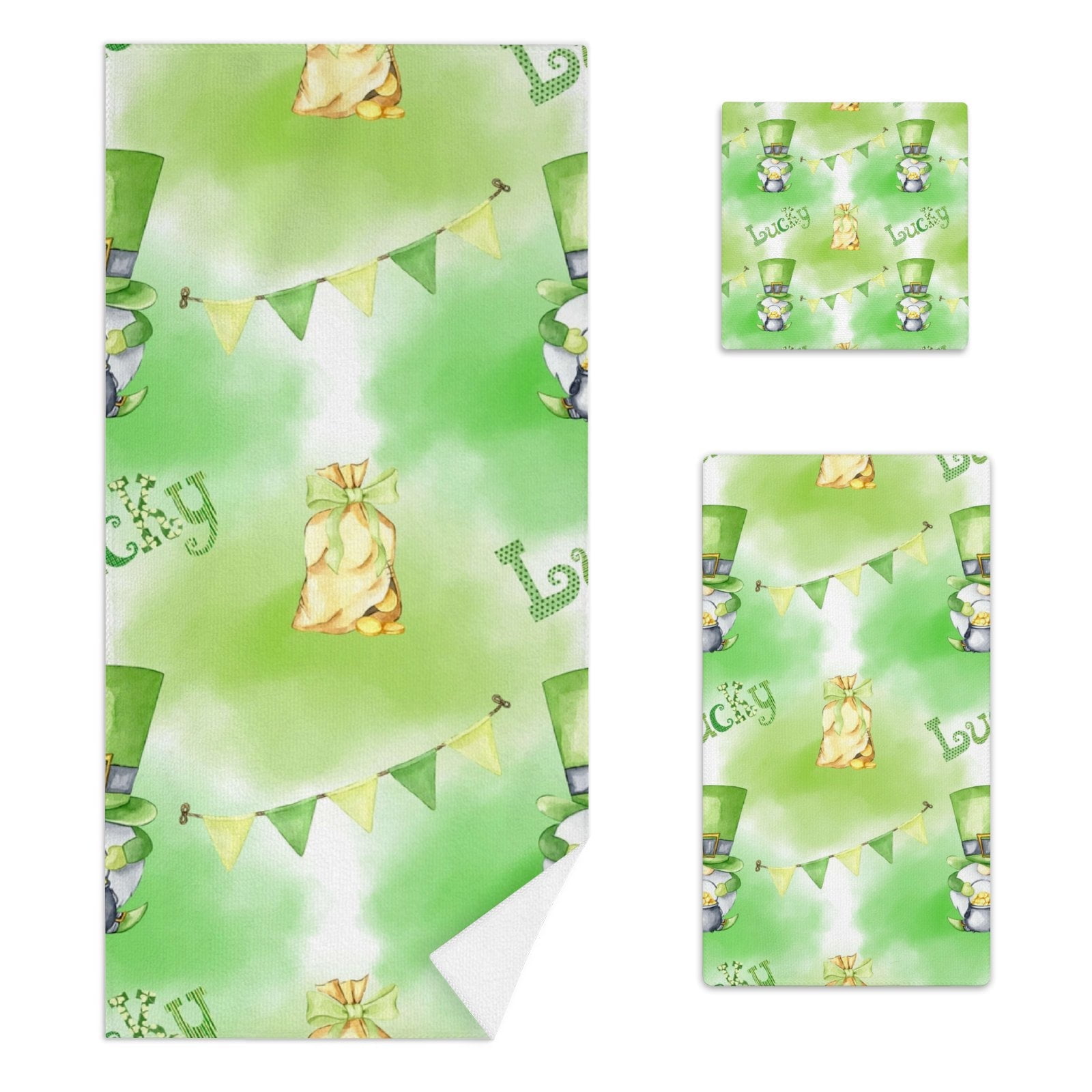 Coolnut Soft Bathroom Towel Set of 3, Watercolor Hand Drawn St Patri ...