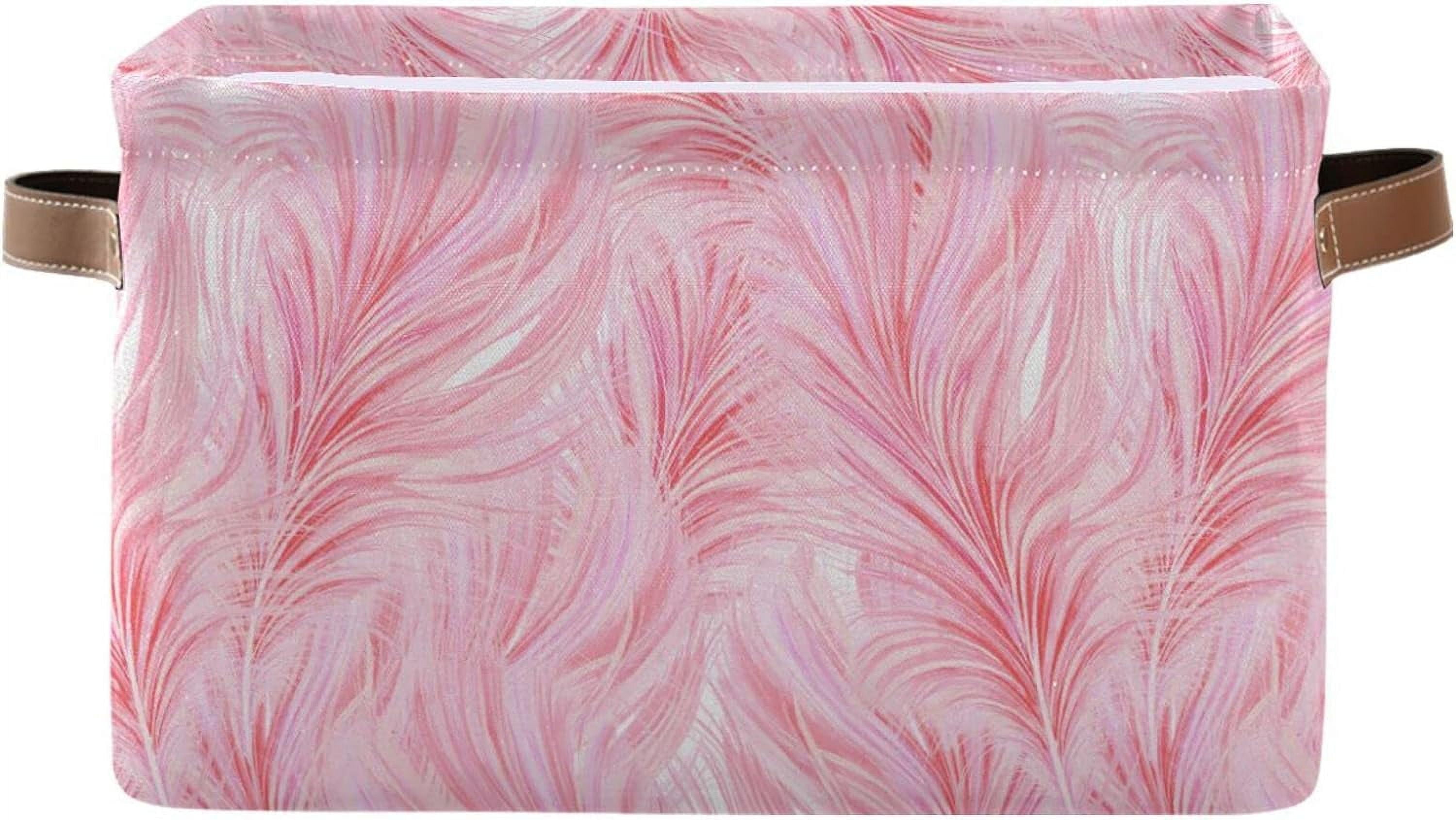 Coolnut Soft Pink Feathers Foldable Storage Basket for Shelves ...