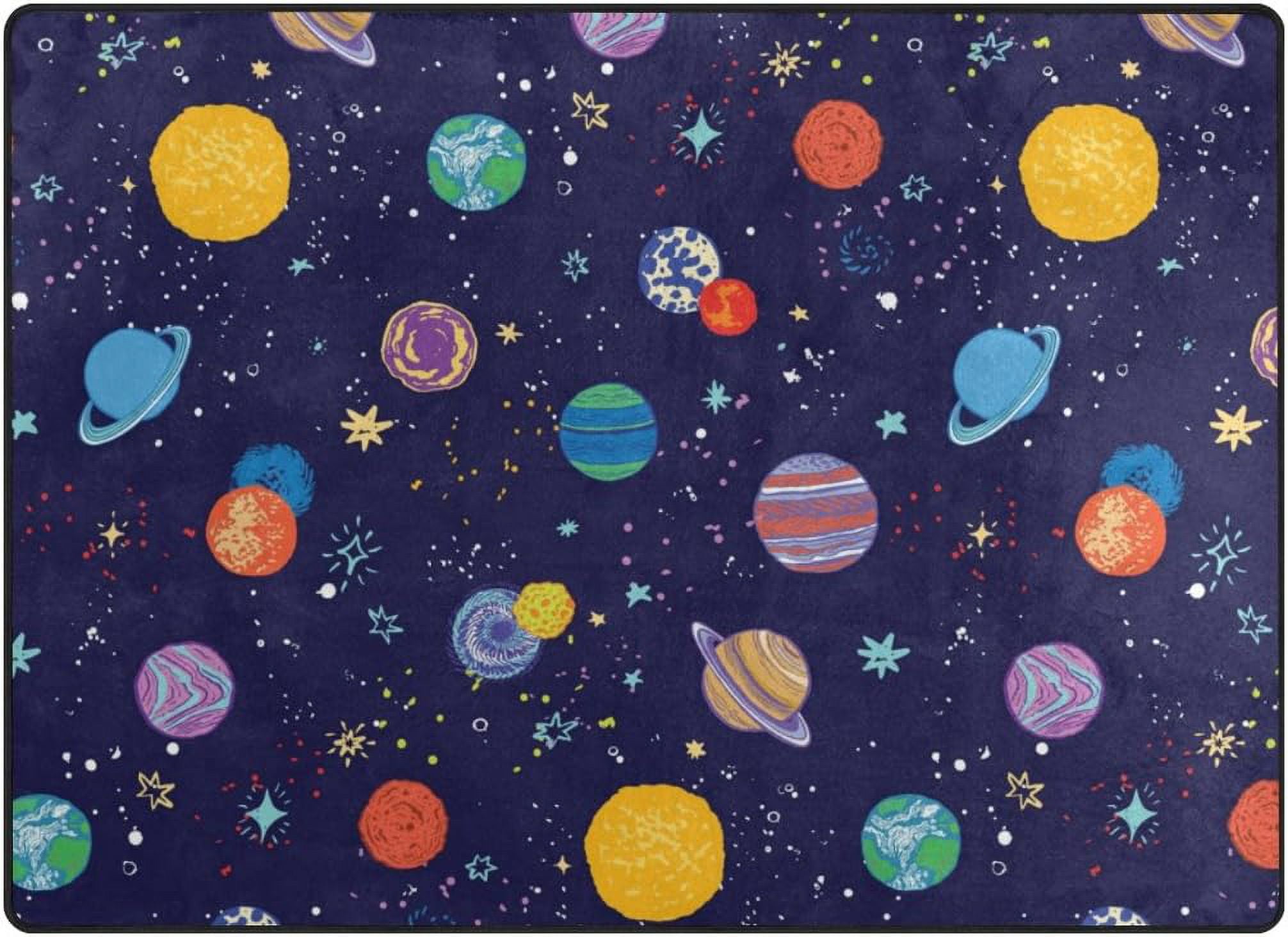 Coolnut Space Planets Pattern 80 x 58 inches Lightweight Soft Area Rug ...