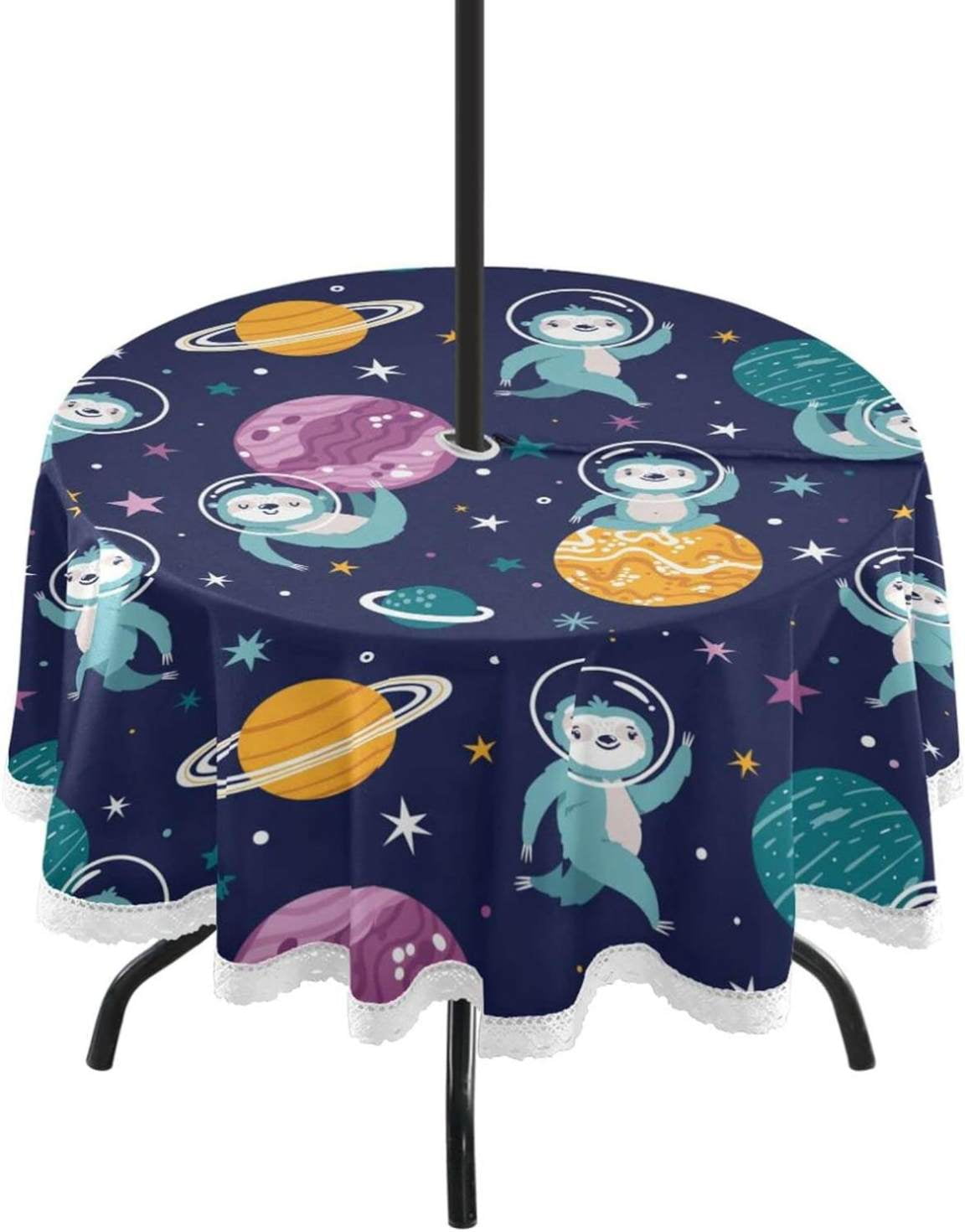 Coolnut Space Sloth Round Table Cloth, Heat Resistant Table Cover with ...