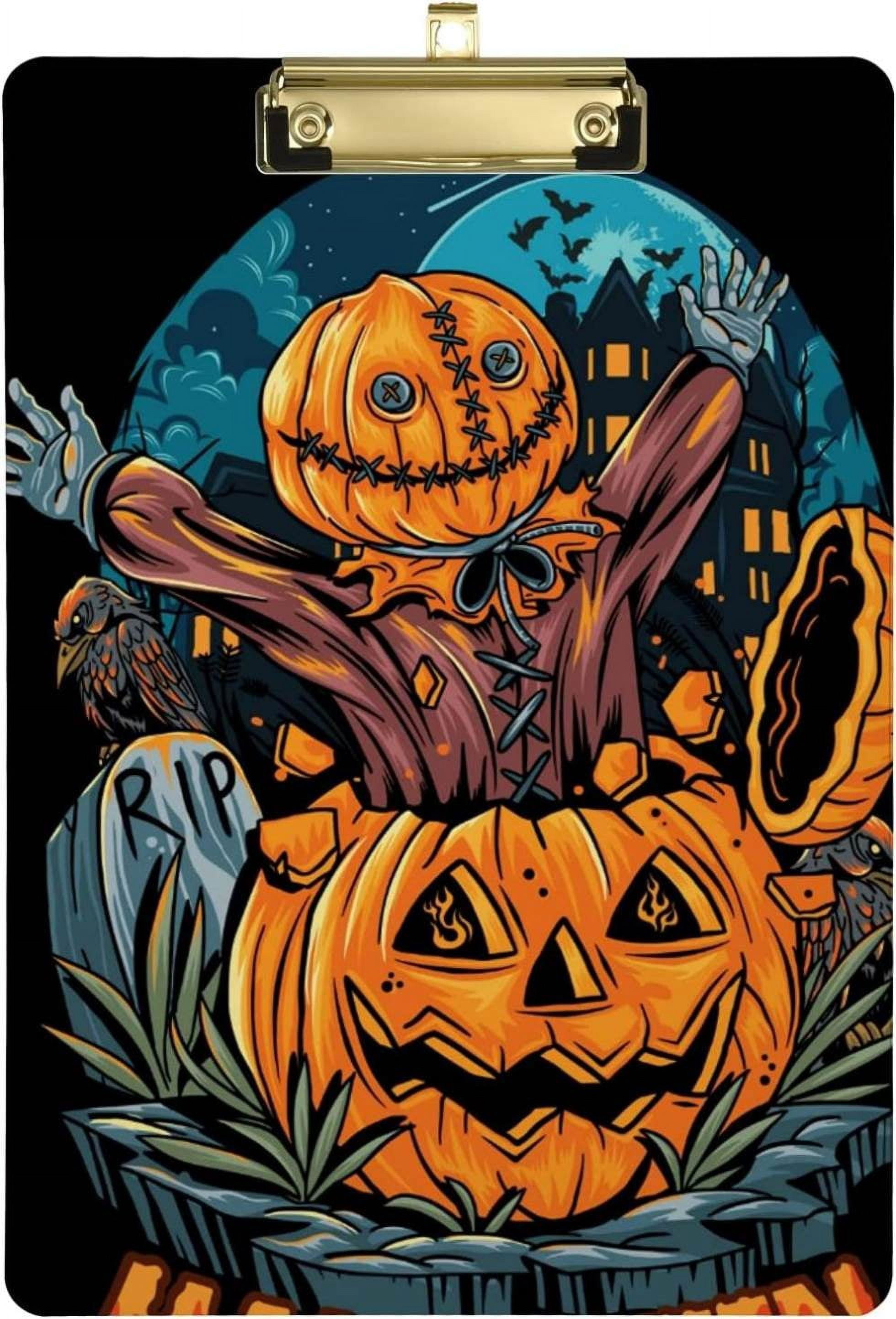 Coolnut Spooky Masked Man Comes Out of Pumpkin 12.5"x9" Clipboard ...