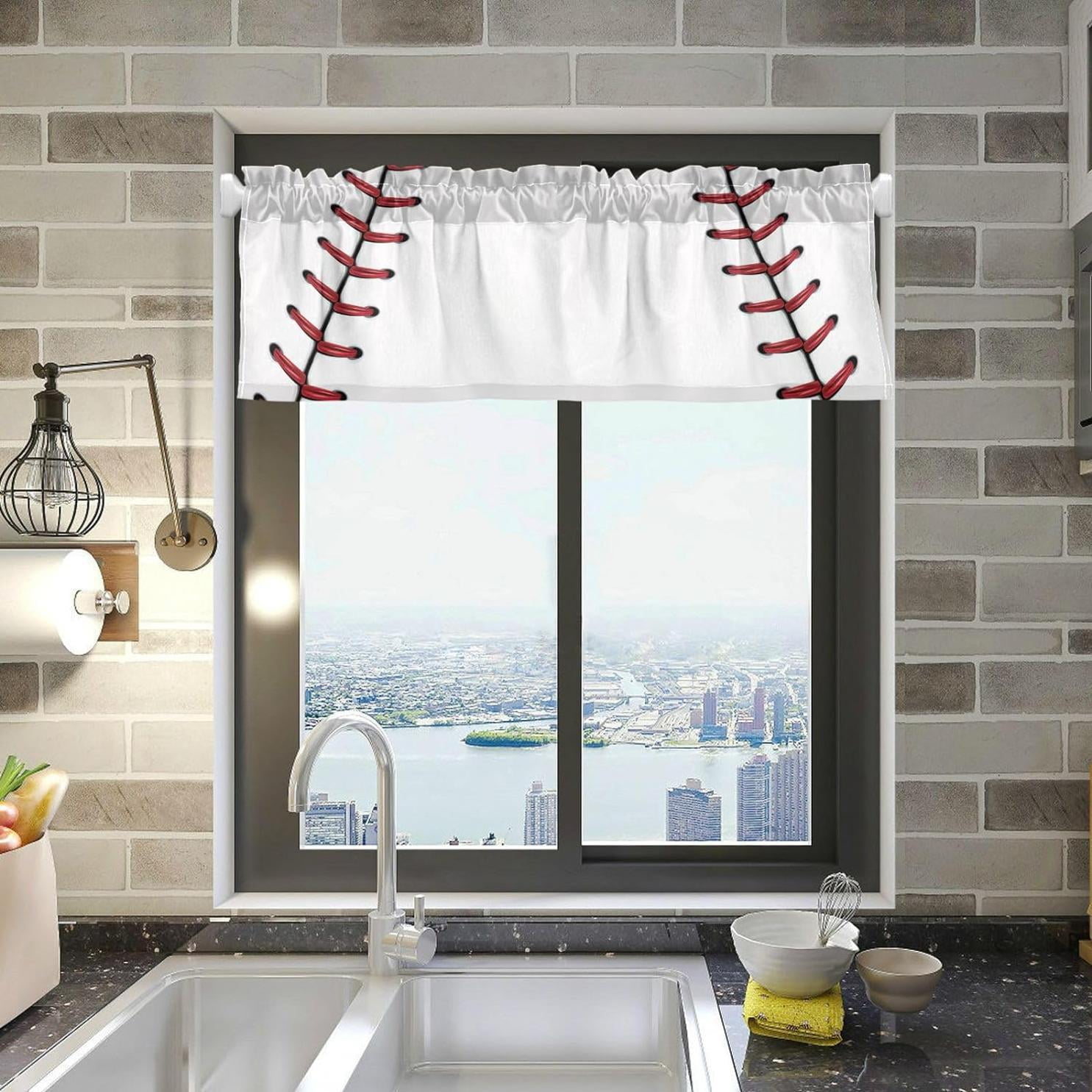 Coolnut Sport Stripe Baseball Windows Valance Curtains, Double Layer ...