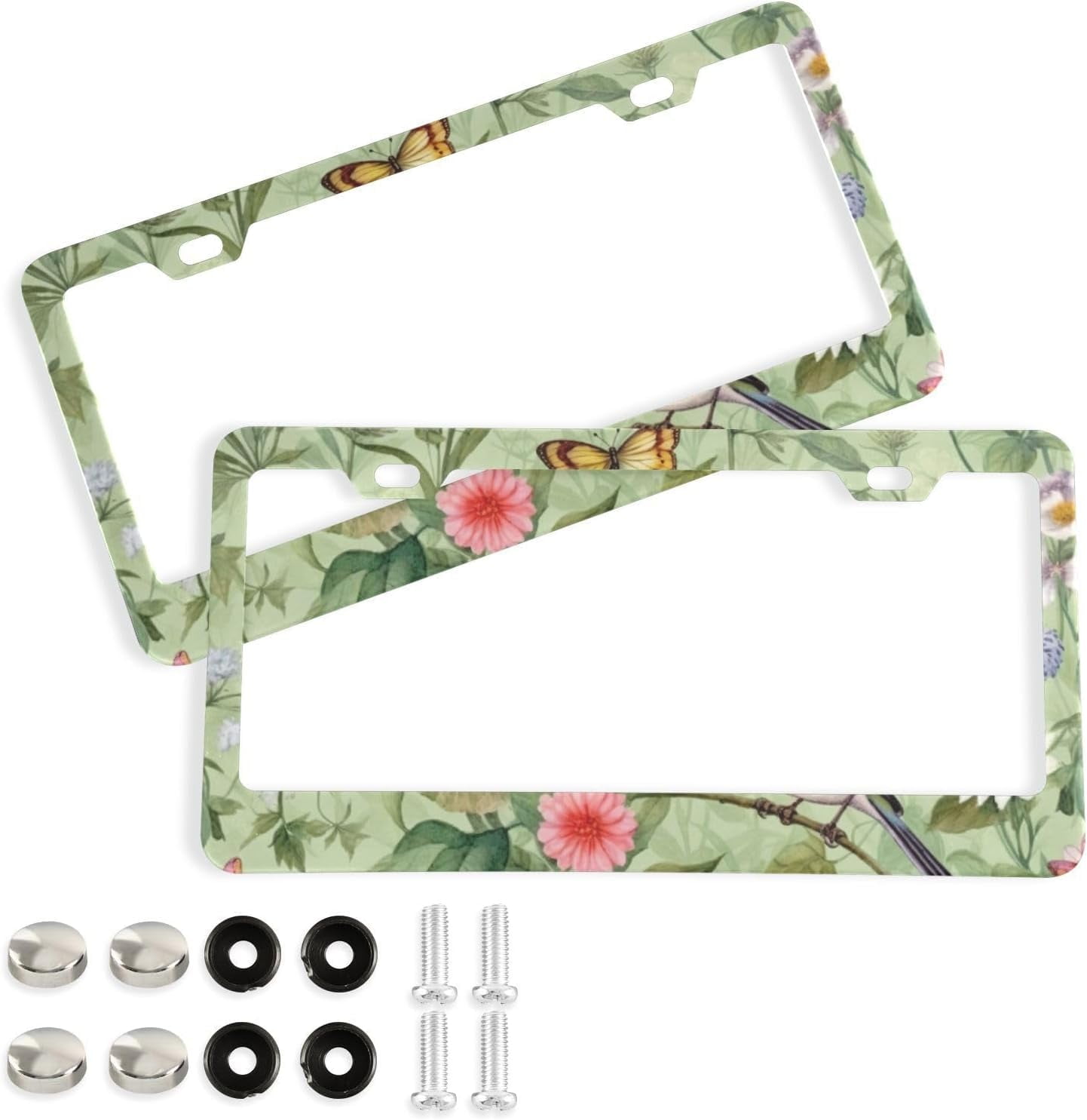 Coolnut Spring Birds Floral License Plate Frames - Universal Aluminum ...
