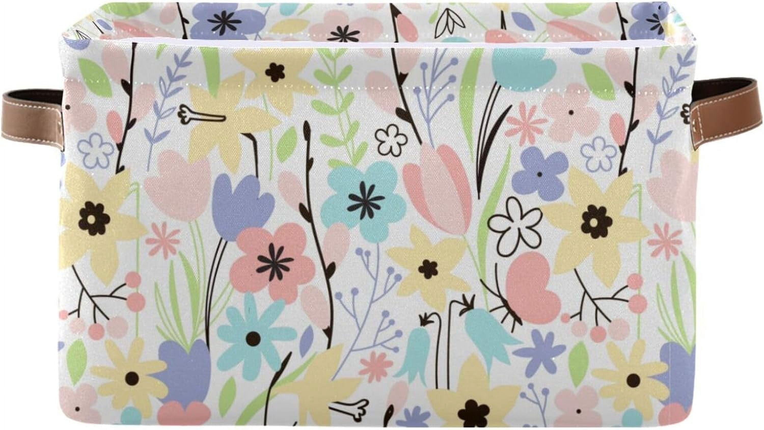 Coolnut Spring Blossom Pattern Storage Bins Foldable Canvas Fabric ...