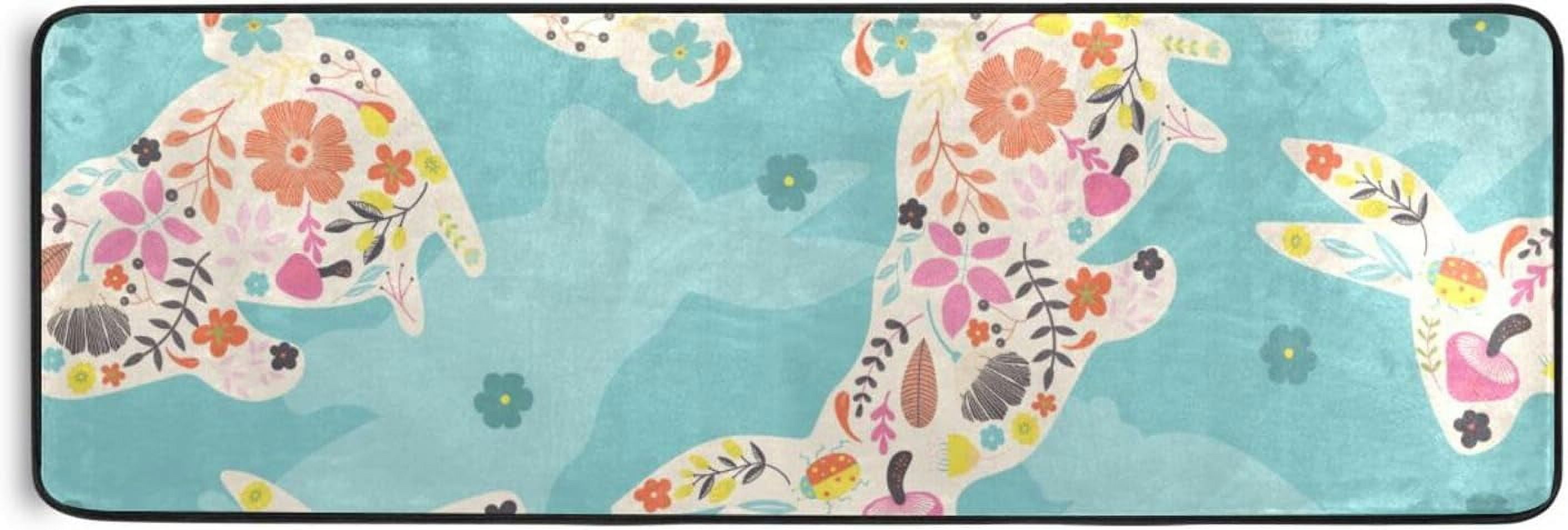 Coolnut Spring Easter Bunnies Area Rug - 2' x 6' Washable Runner Rugs ...