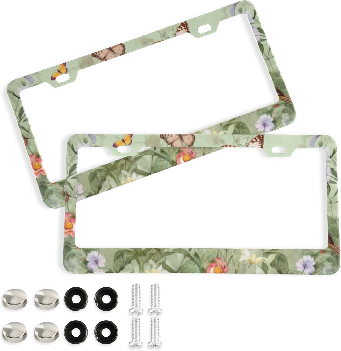 Coolnut Spring Flower Bird Green License Plate Frames - Universal ...