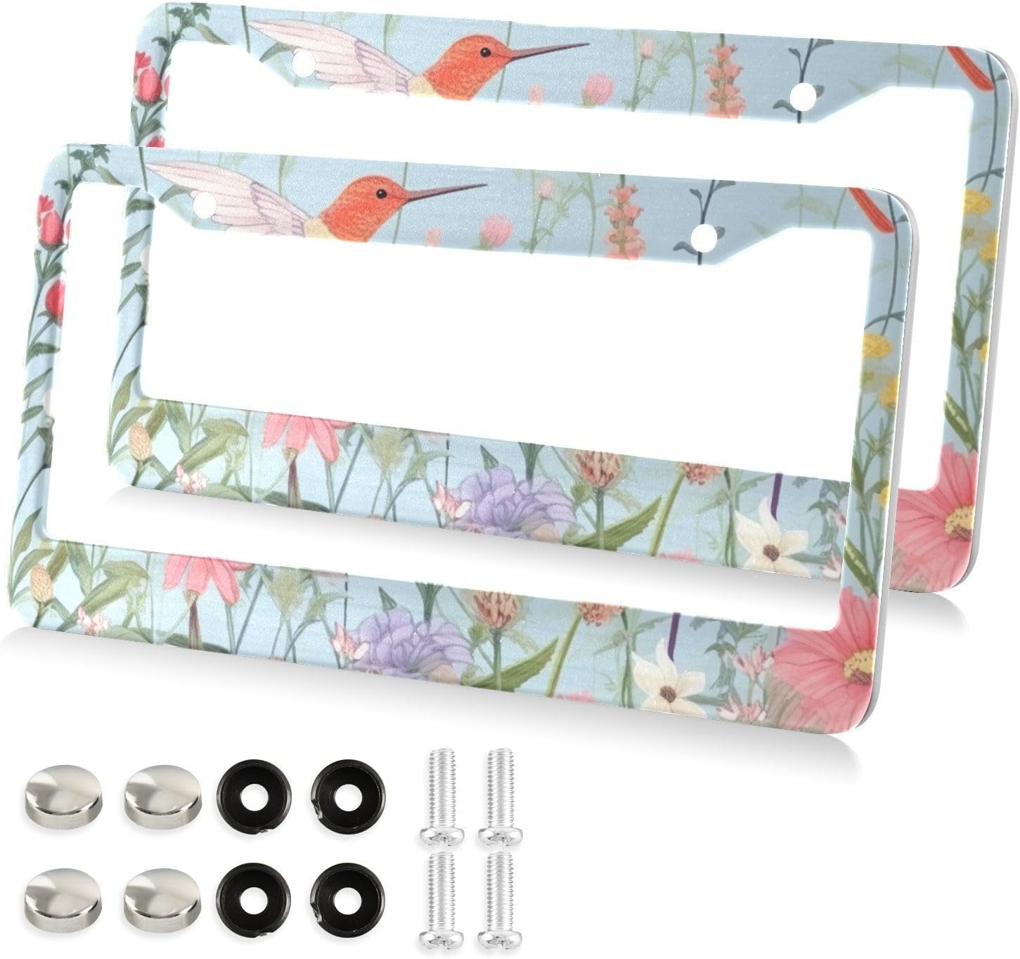 Coolnut Spring Flowers & Birds License Plate Frames - Universal ...
