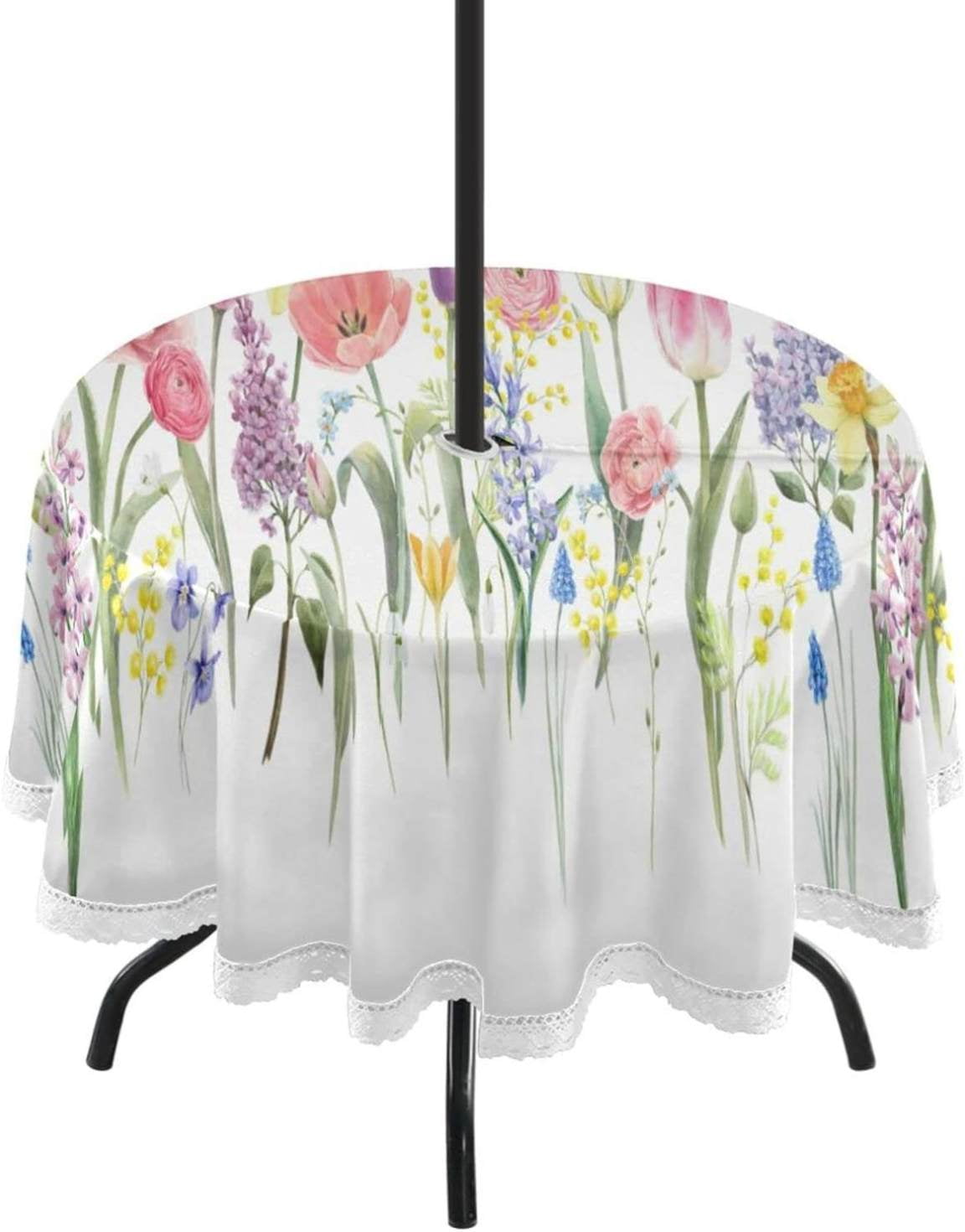 Coolnut Spring Flowers Round Table Cloth, Heat Resistant Table Cover ...